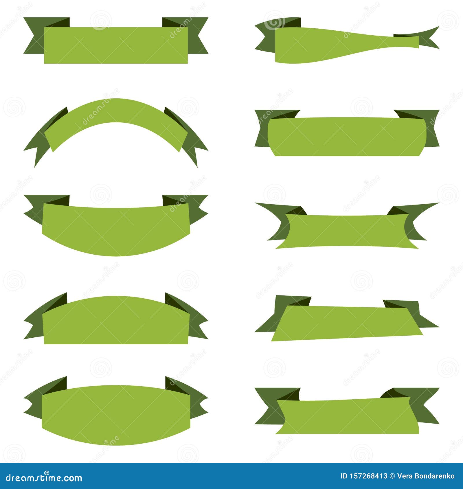 Vector Design Collection of Green Ribbons Banners Stock Vector ...