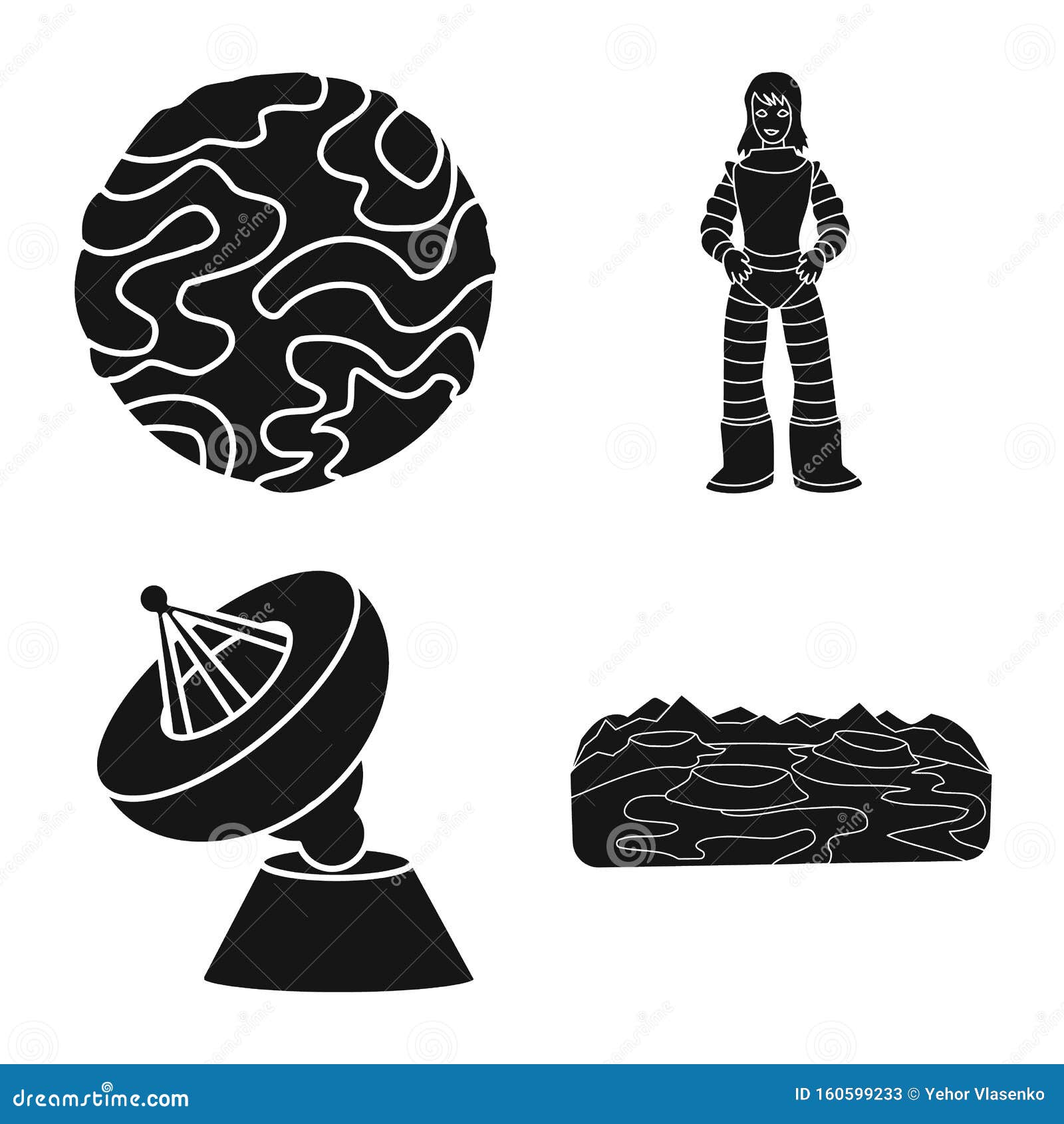 Isolated Object of Colonization and Sky Icon. Collection of ...