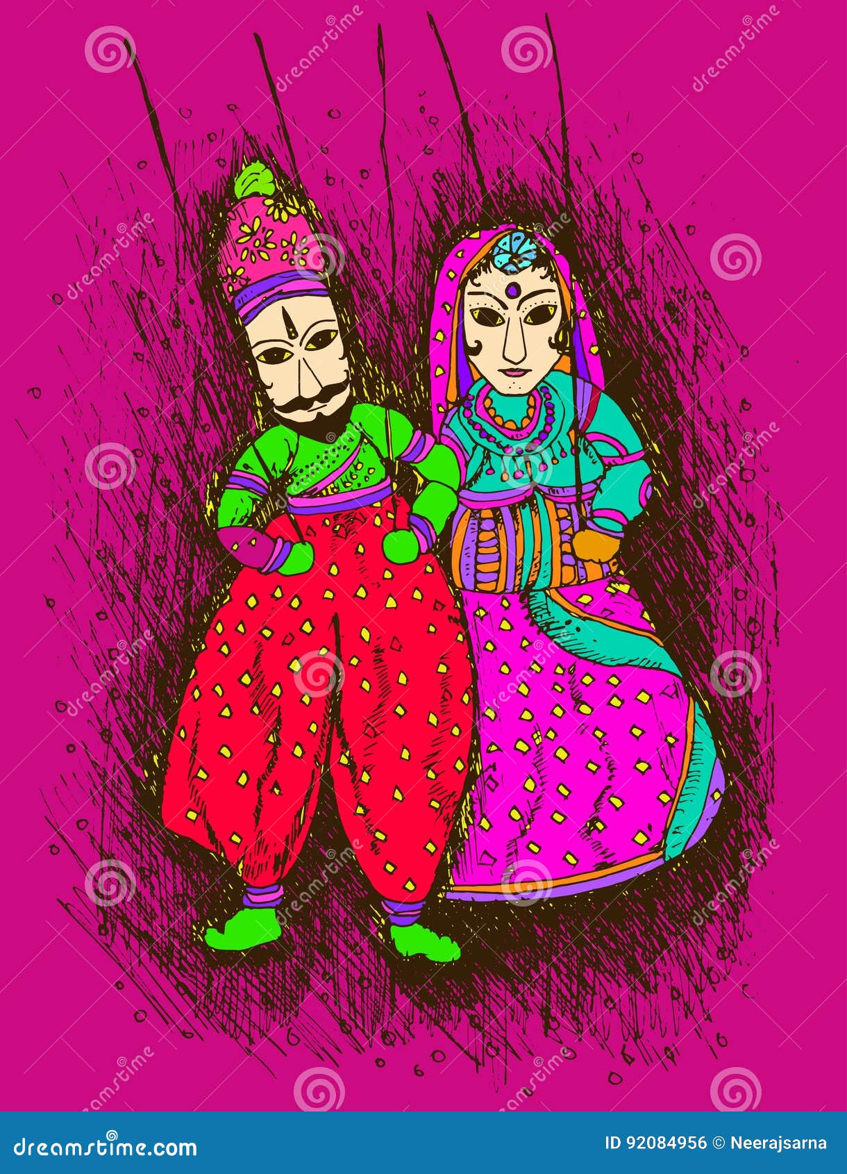 Vector Design of Colorful Rajasthani / Indian Puppet Stock Vector ...