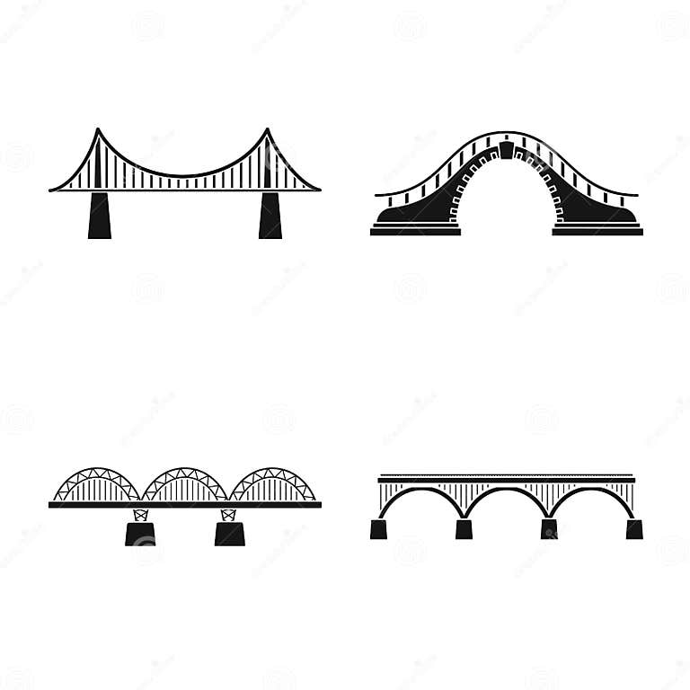 Isolated Object Of Construct And Side Symbol Set Of Construct And Bridge Stock Vector 
