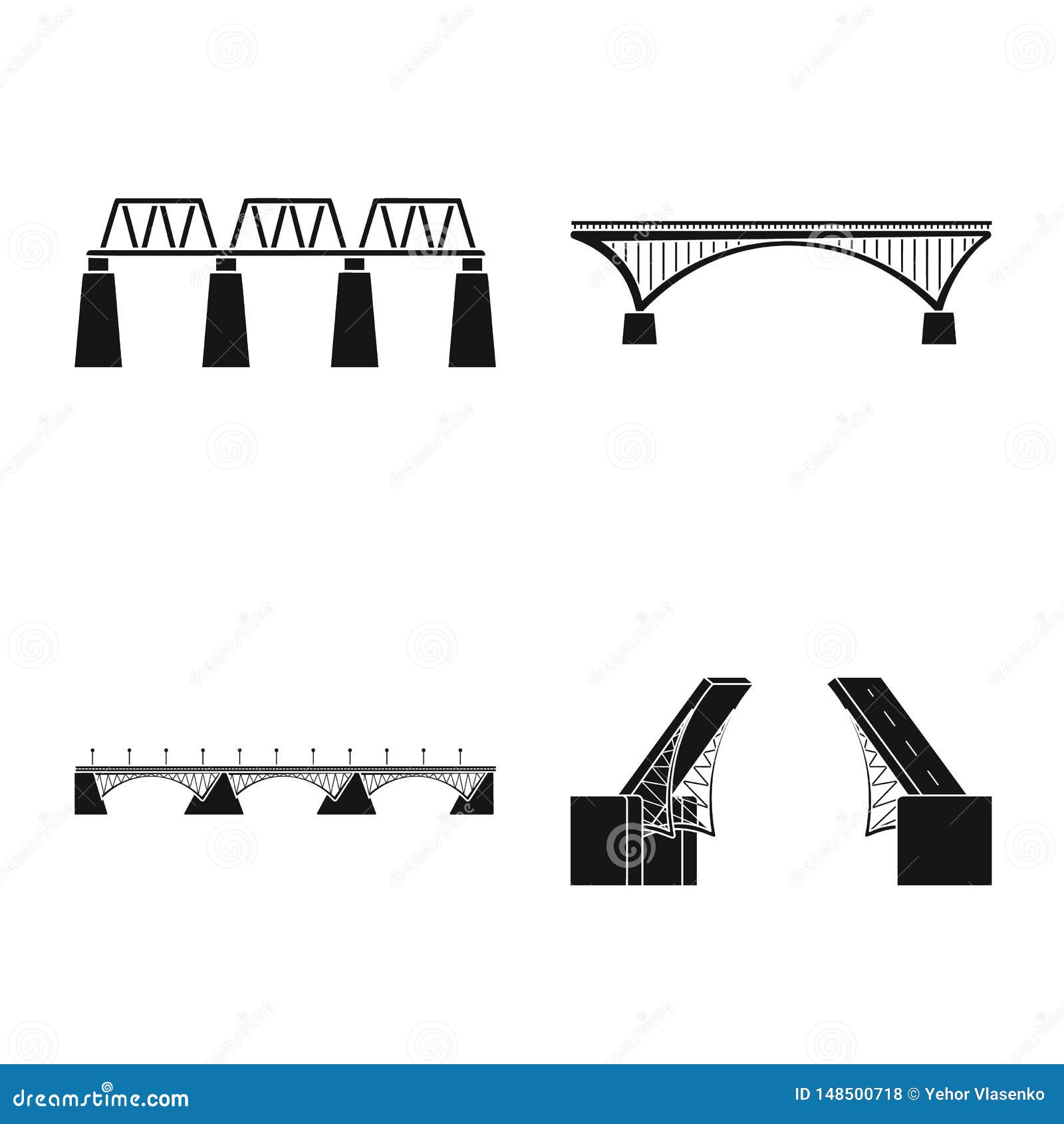 Isolated Object Of Construct And Side Icon Set Of Construct And Bridge Stock Vector