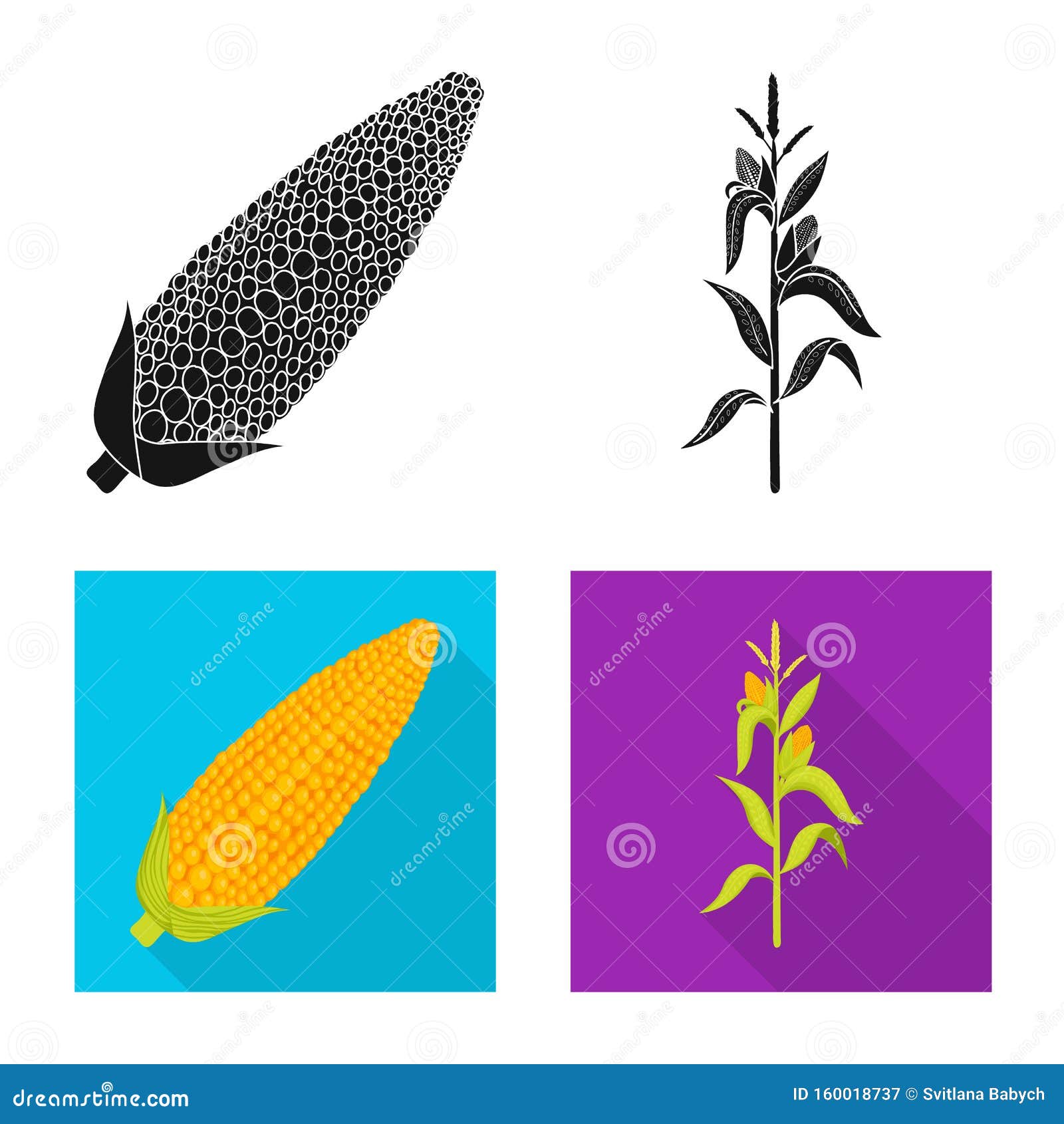 Vector Design of Cornfield and Vegetable Logo. Set of Cornfield and ...