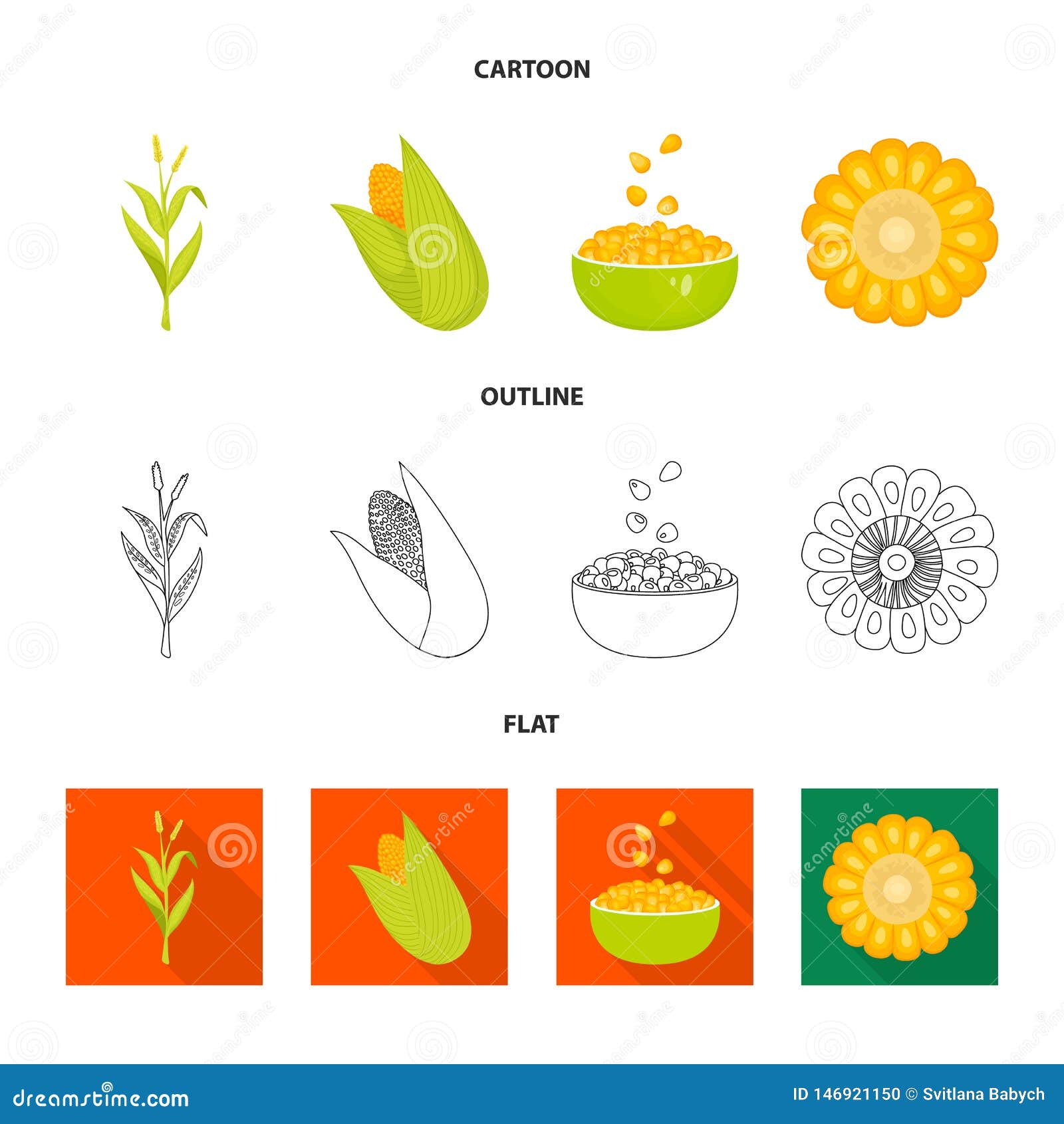 Vector Design of Cornfield and Vegetable Logo. Set of Cornfield and ...