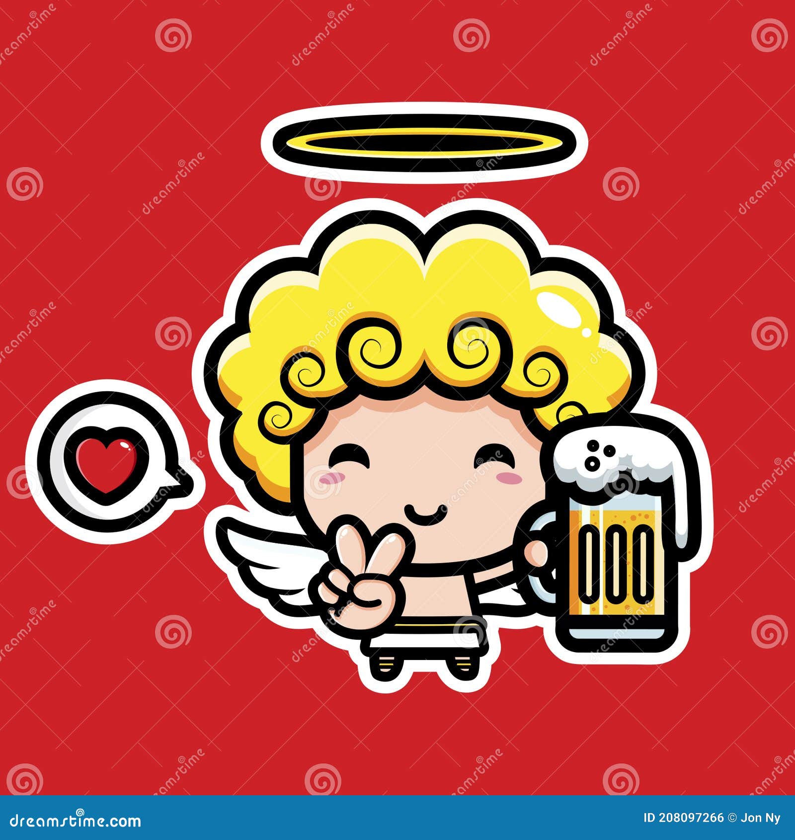 Cupid Character Angel Love Minimalism Cartoon Royalty-Free Illustration ...