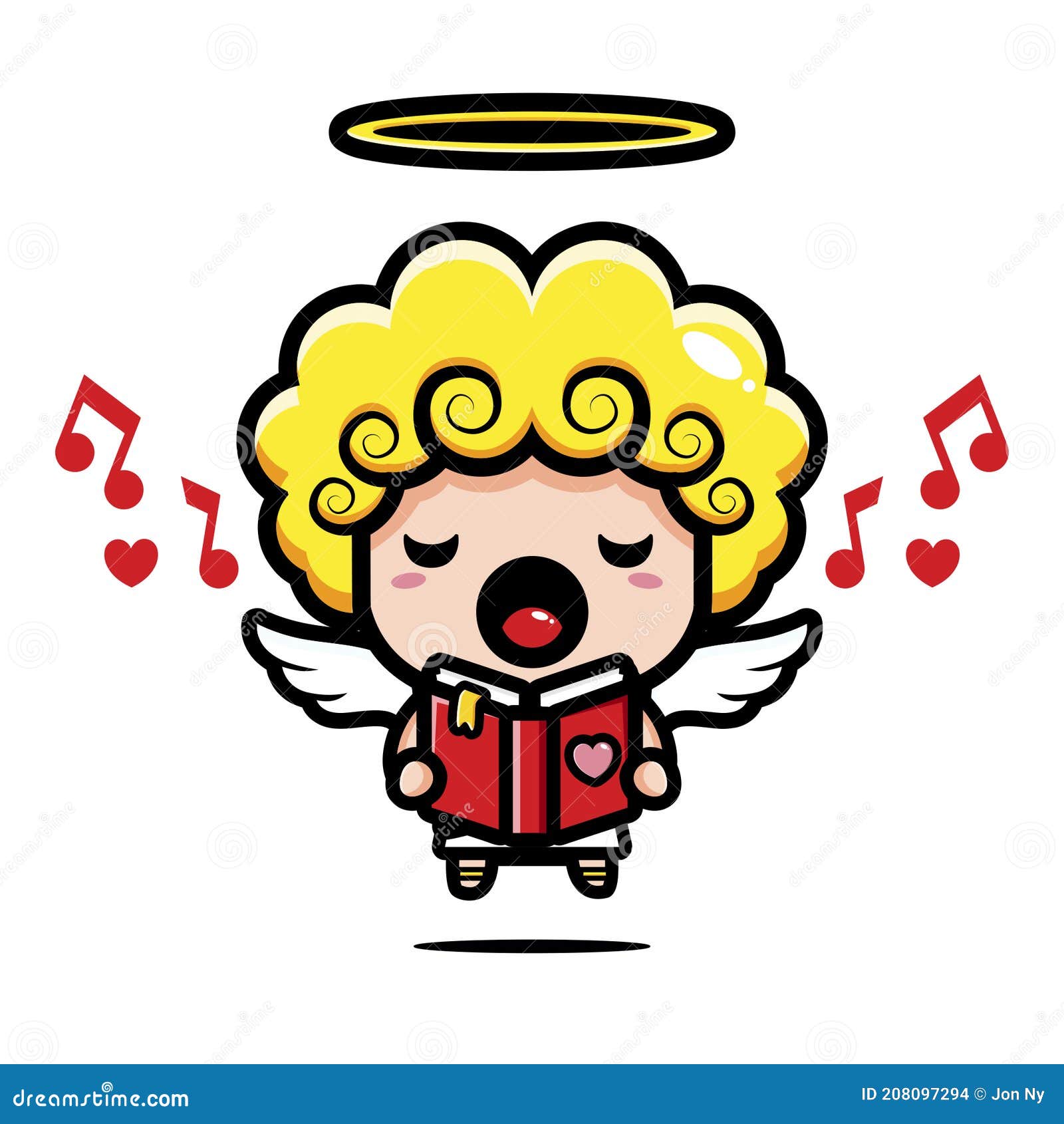 Vector of Cute Cupid Character Singing Stock Vector - Illustration of ...