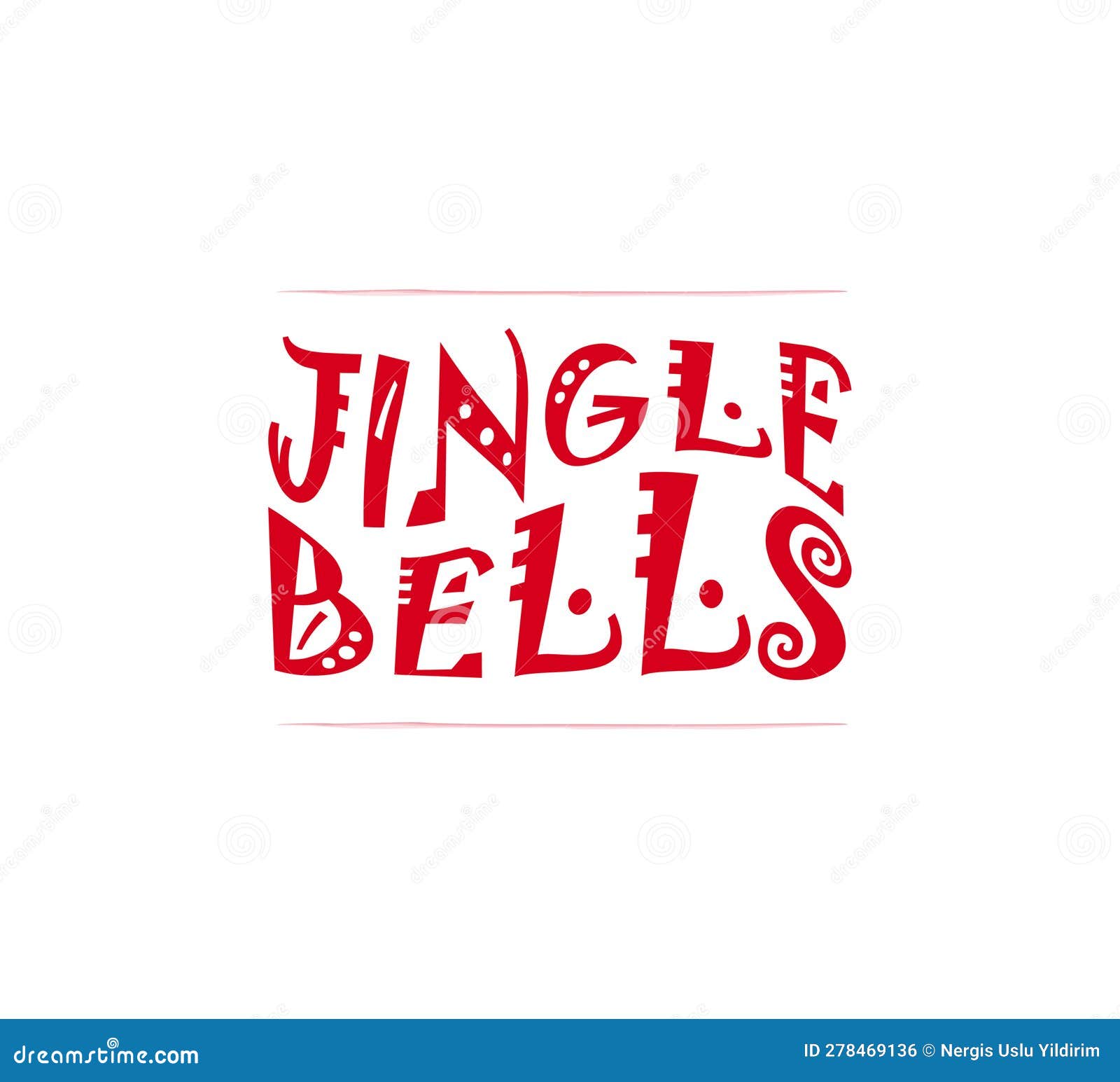 Decorative Red Jingle Bells Text Stock Vector - Illustration of minimal ...