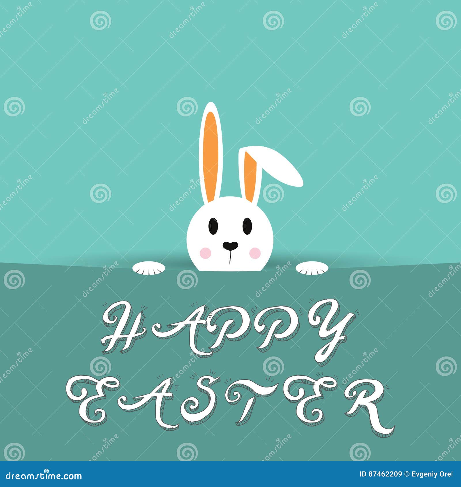 Vector Design with Eastern Hiding Bunny and Text Happy Eastern. Card ...