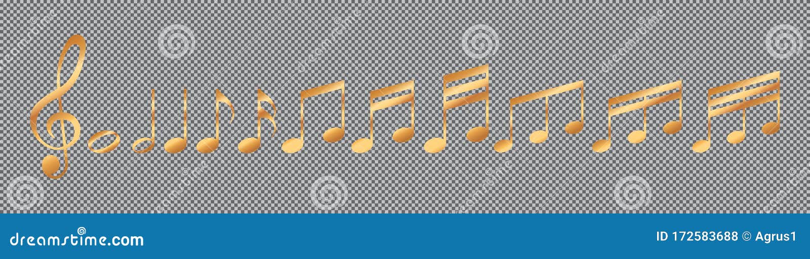 Gold Music Notes on Transparent Background Stock Vector - Illustration ...
