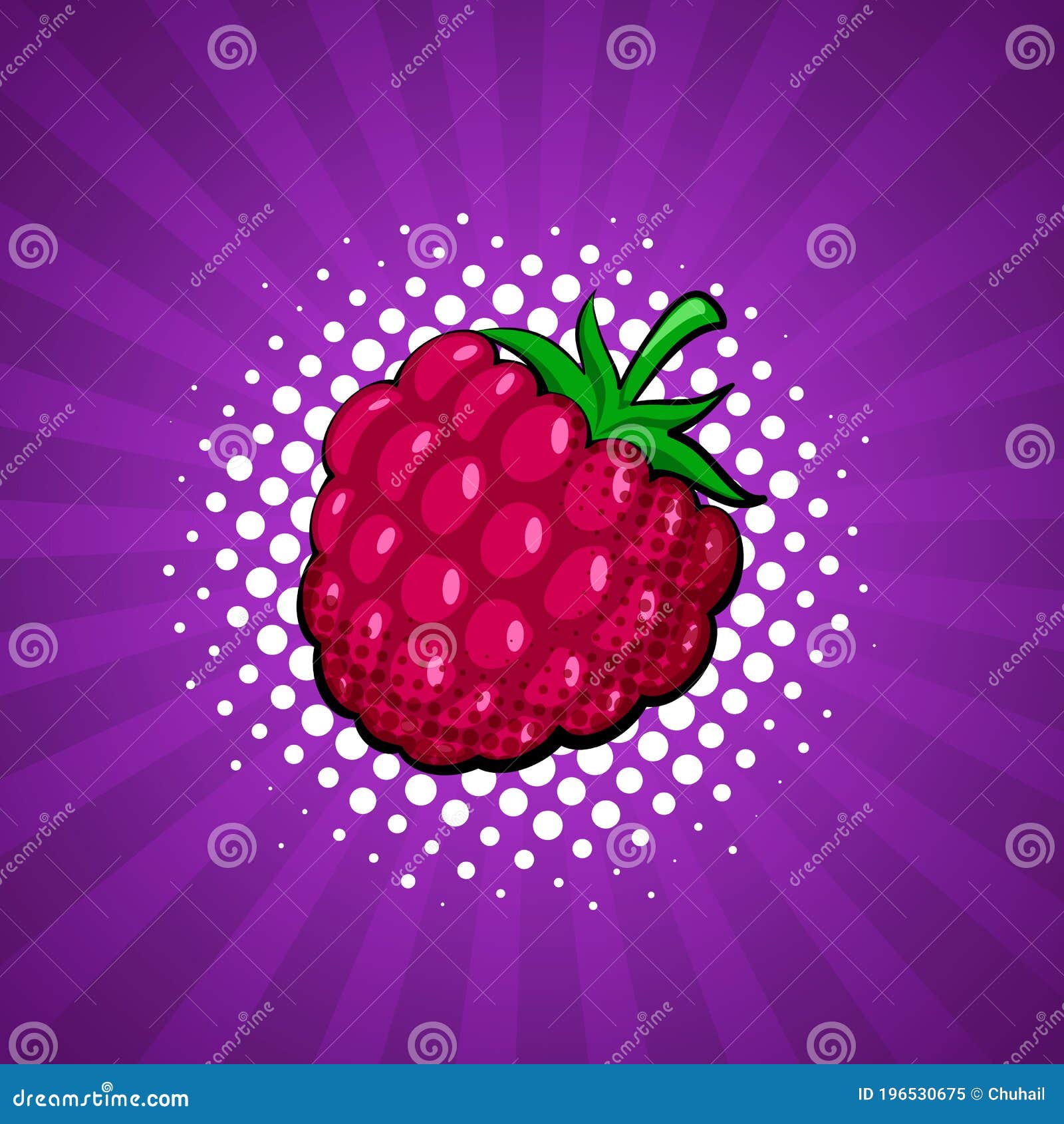 Raspberry Berry in Bright Colorful Pop-art Style. Stock Vector ...