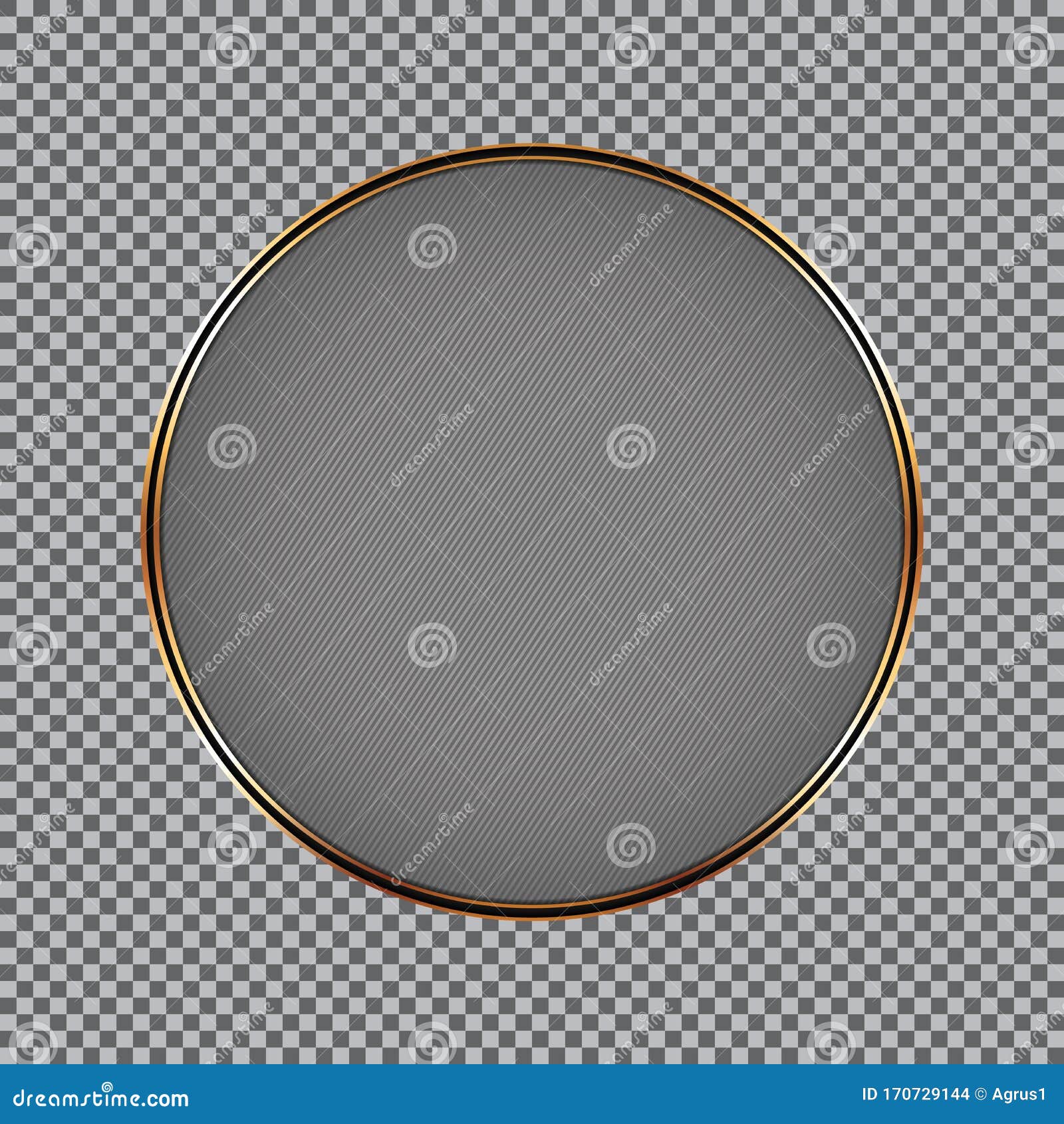 Round Gray Banner with Golden Frame on Transparent Background Stock ...