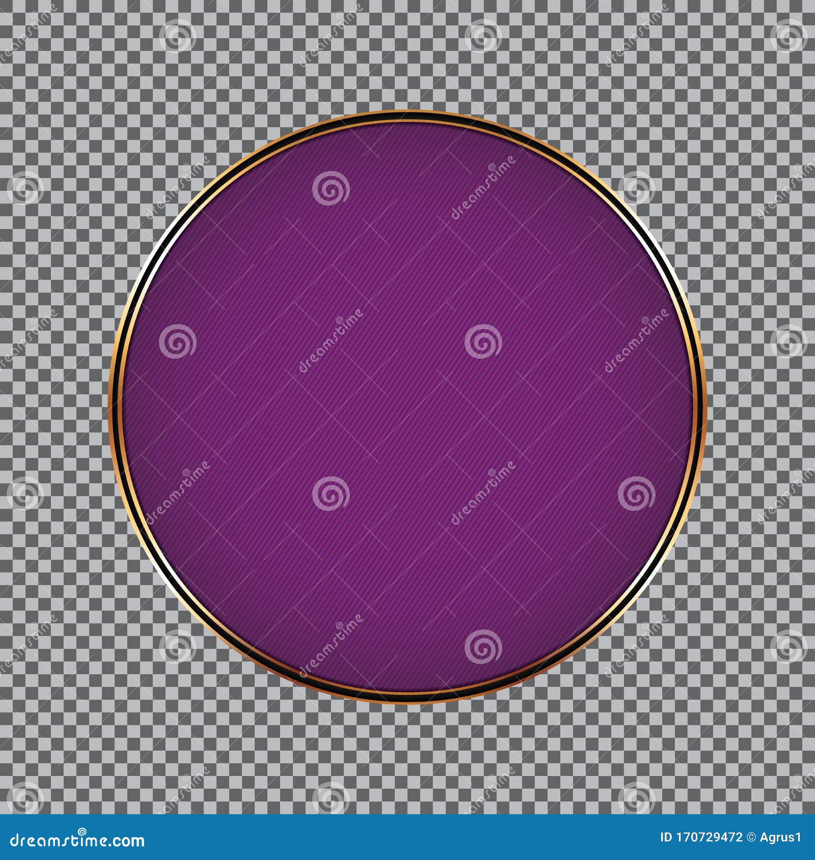 Round Purple Banner with Golden Frame on Transparent Background Stock ...