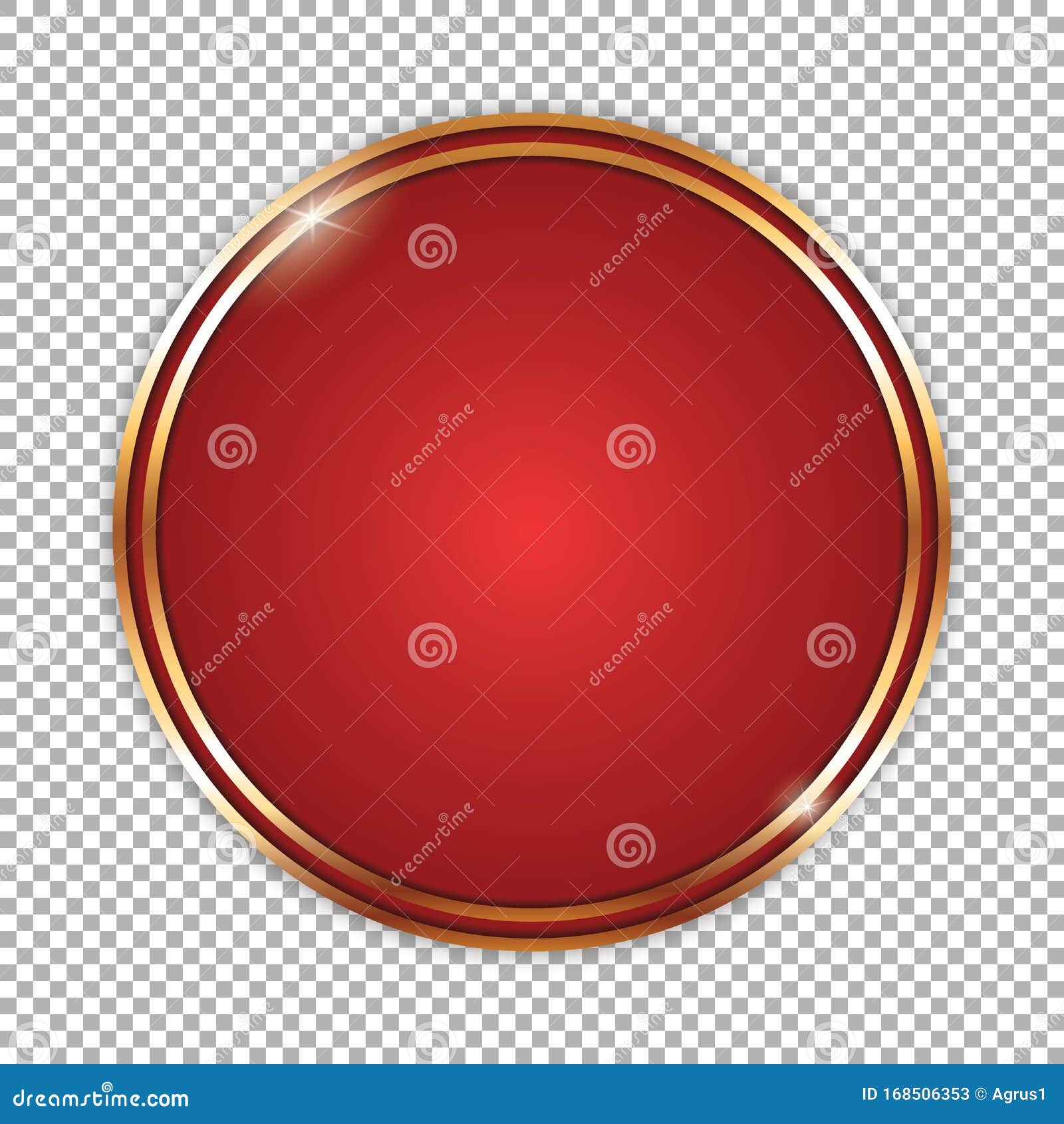 Round Red Banner with Golden Frame and on Transparent Background Stock ...