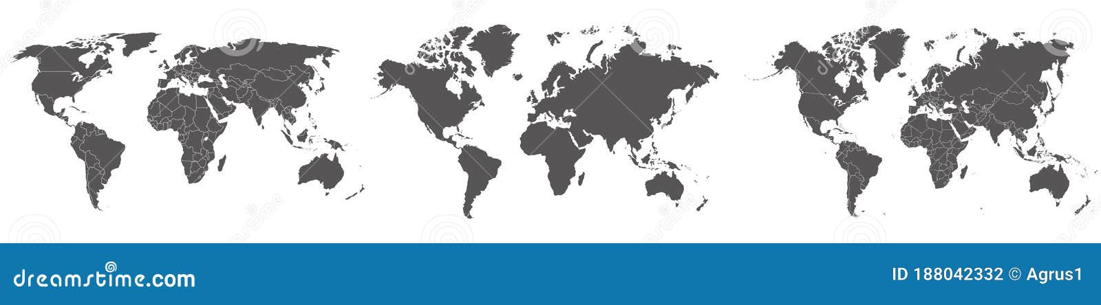 Set of 3 Different World Maps. Vector Design Elements Stock Vector ...