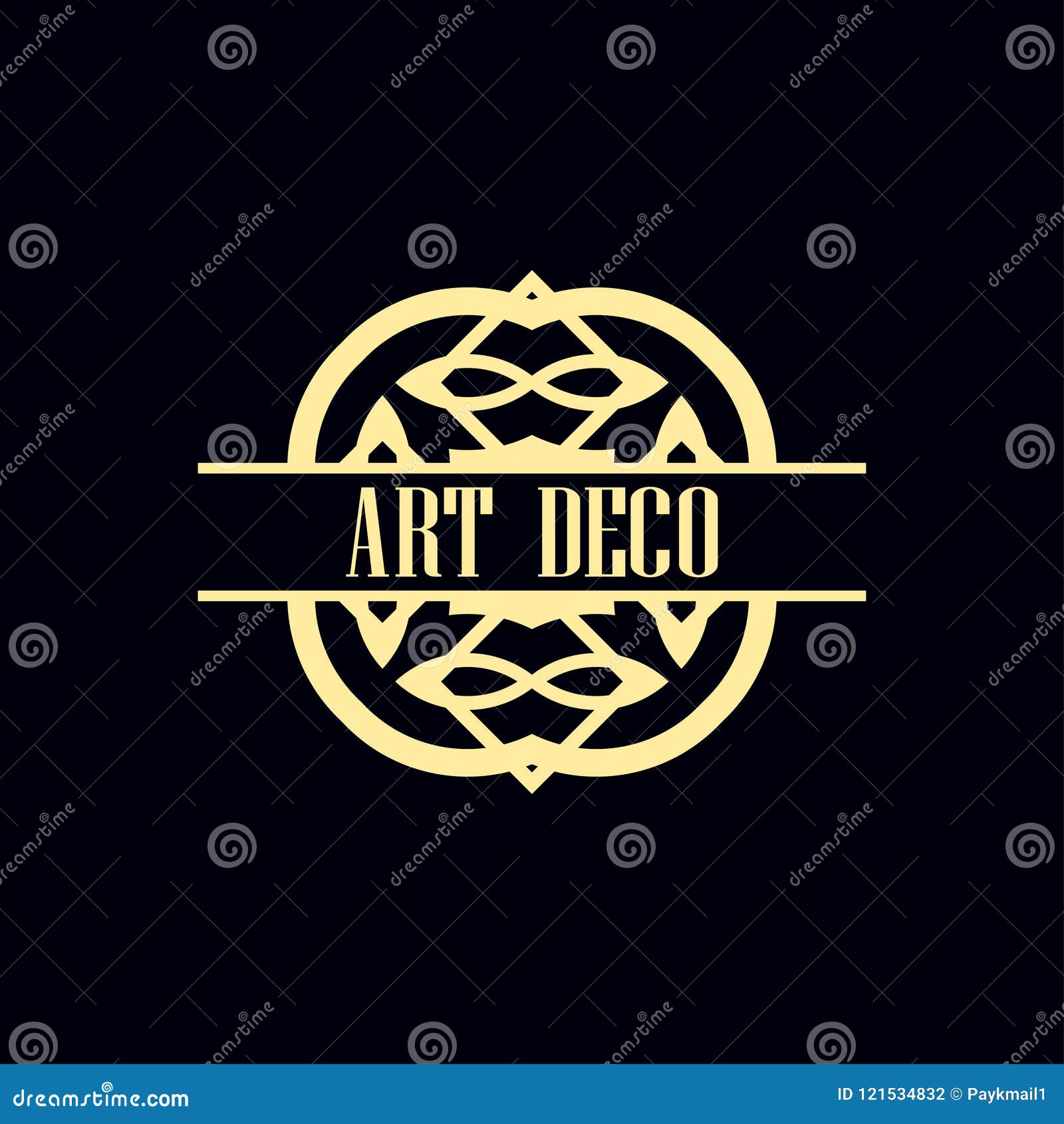 Art Deco Label stock vector. Illustration of gold, line - 121534832