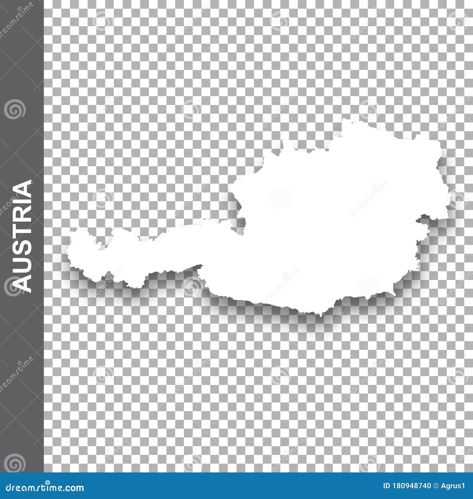 Vector White Map Of Austria With Shadow On Transparent Background ...