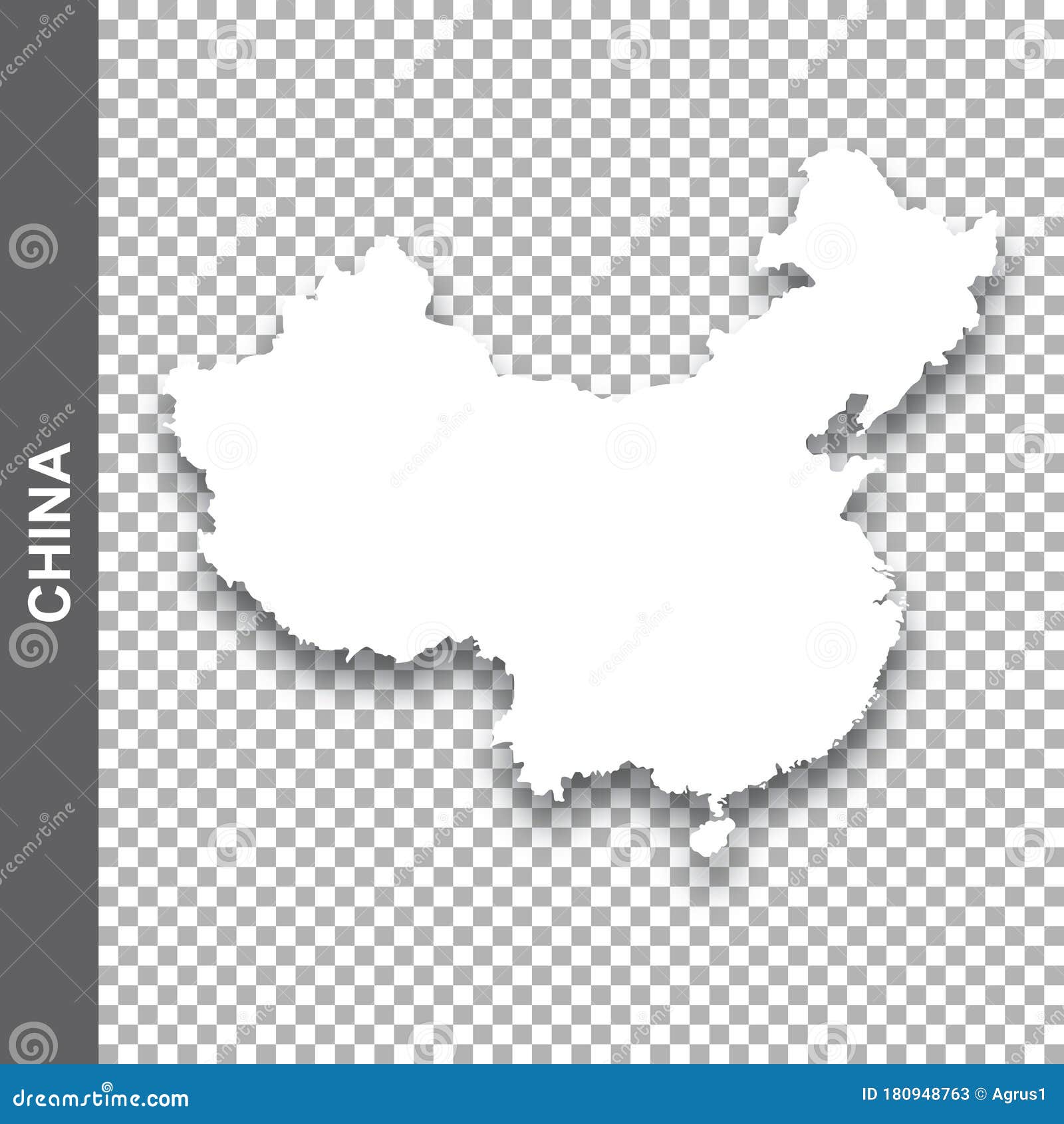 Vector White Map of China with Shadow on Transparent Background Stock ...