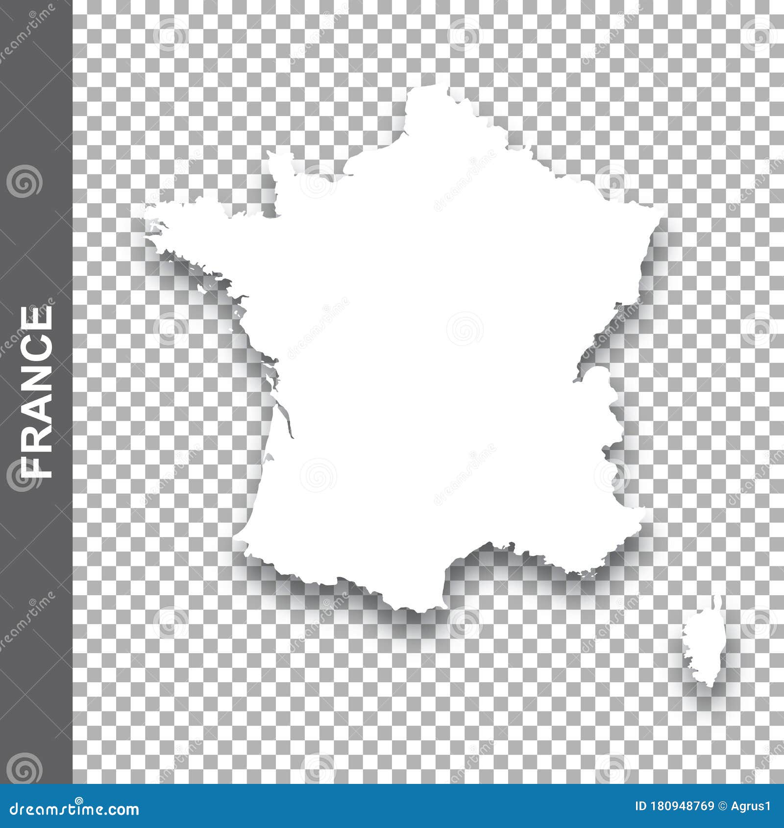 Vector White Map of France with Shadow on Transparent Background Stock ...