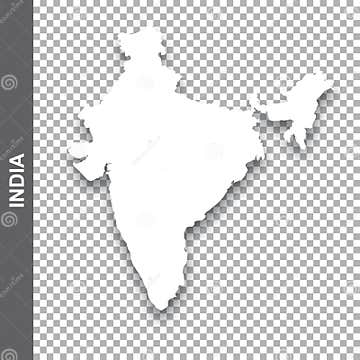 Vector White Map of India with Shadow on Transparent Background Stock ...