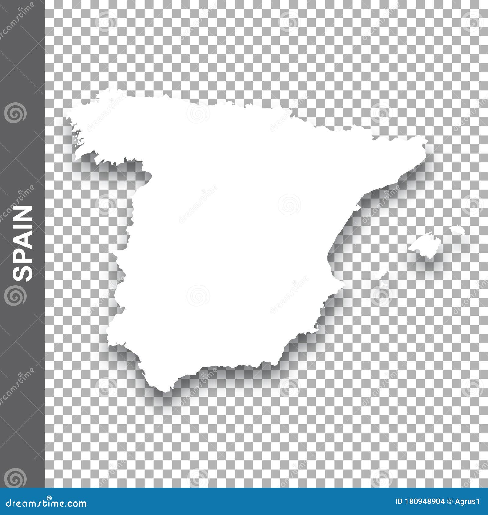 Vector White Map of Spain with Shadow on Transparent Background Stock ...