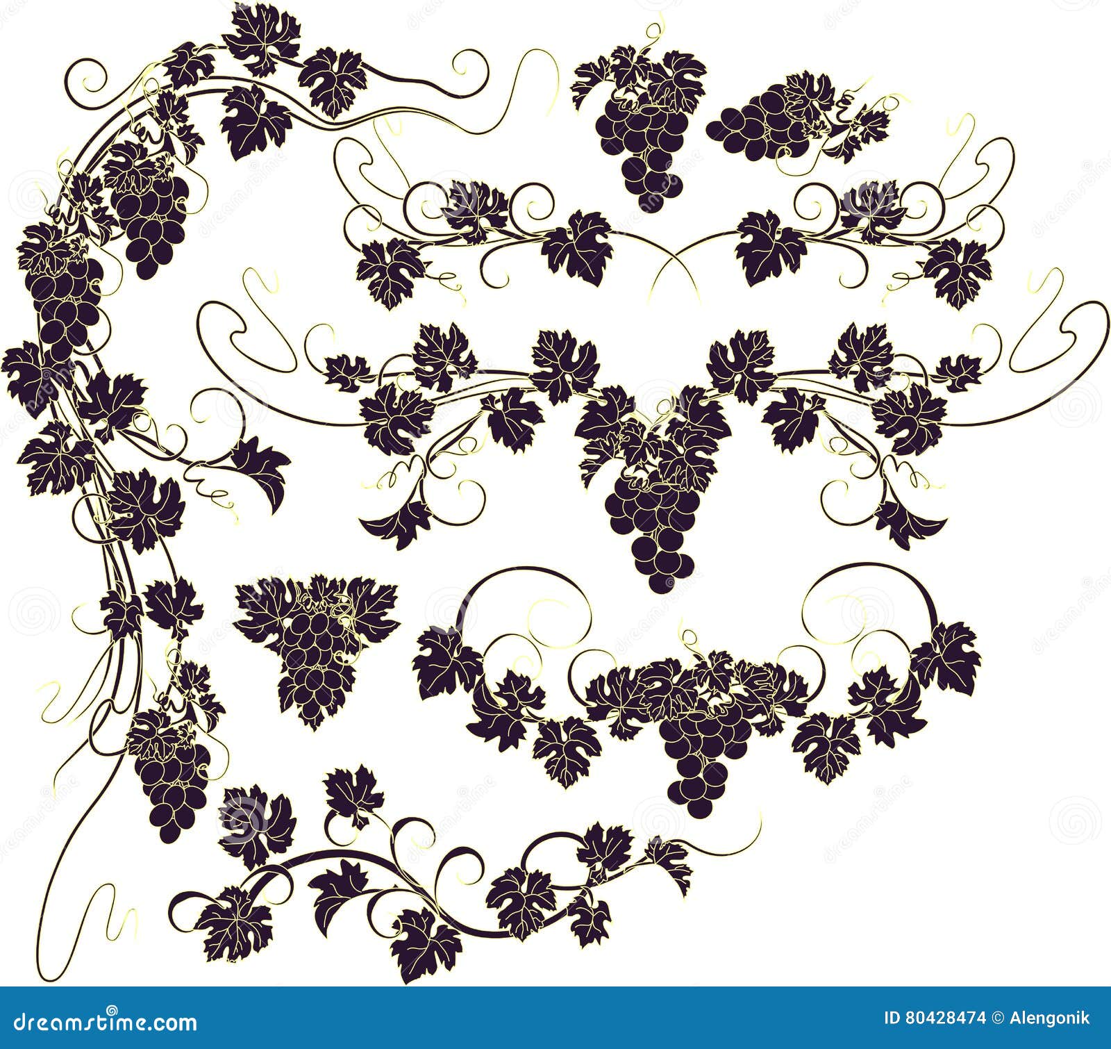 Vector Design Elements in Vintage Style with Vines. Stock Vector ...