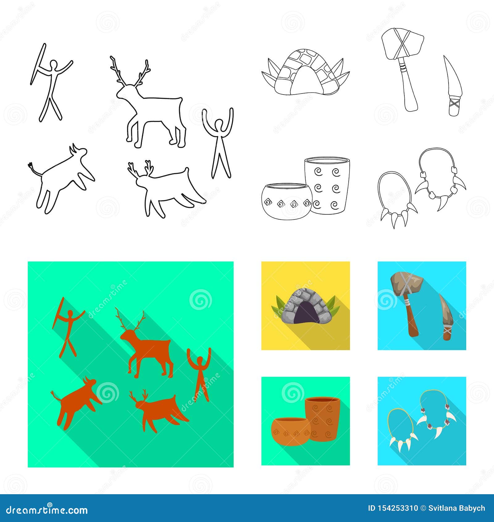 Isolated Object of Evolution and Neolithic Logo. Set of Evolution and ...