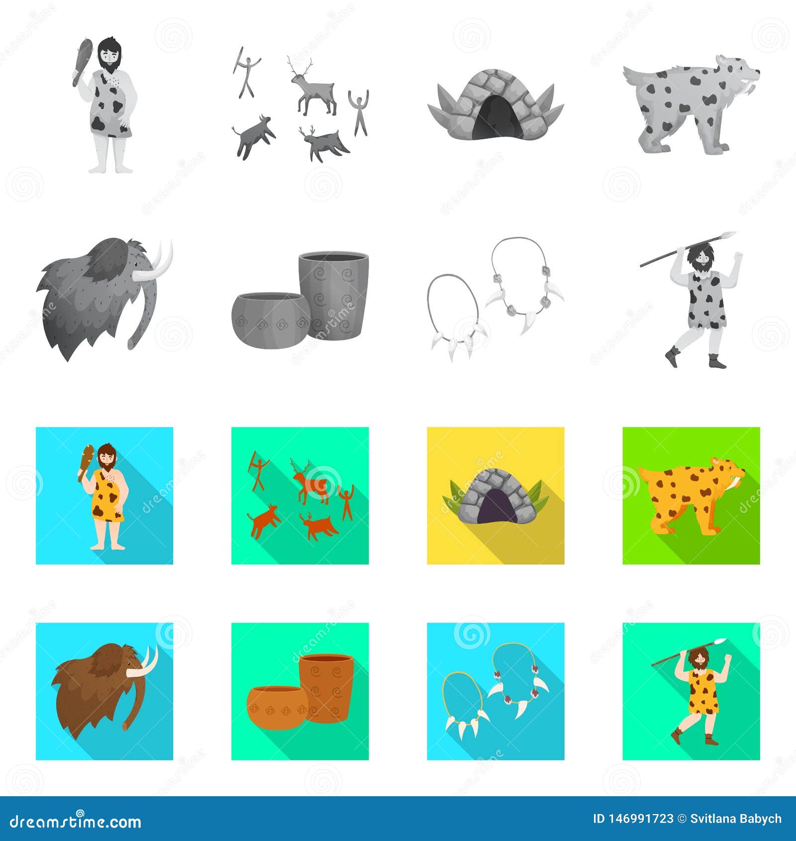 Isolated Object of Evolution and Neolithic Symbol. Collection of ...