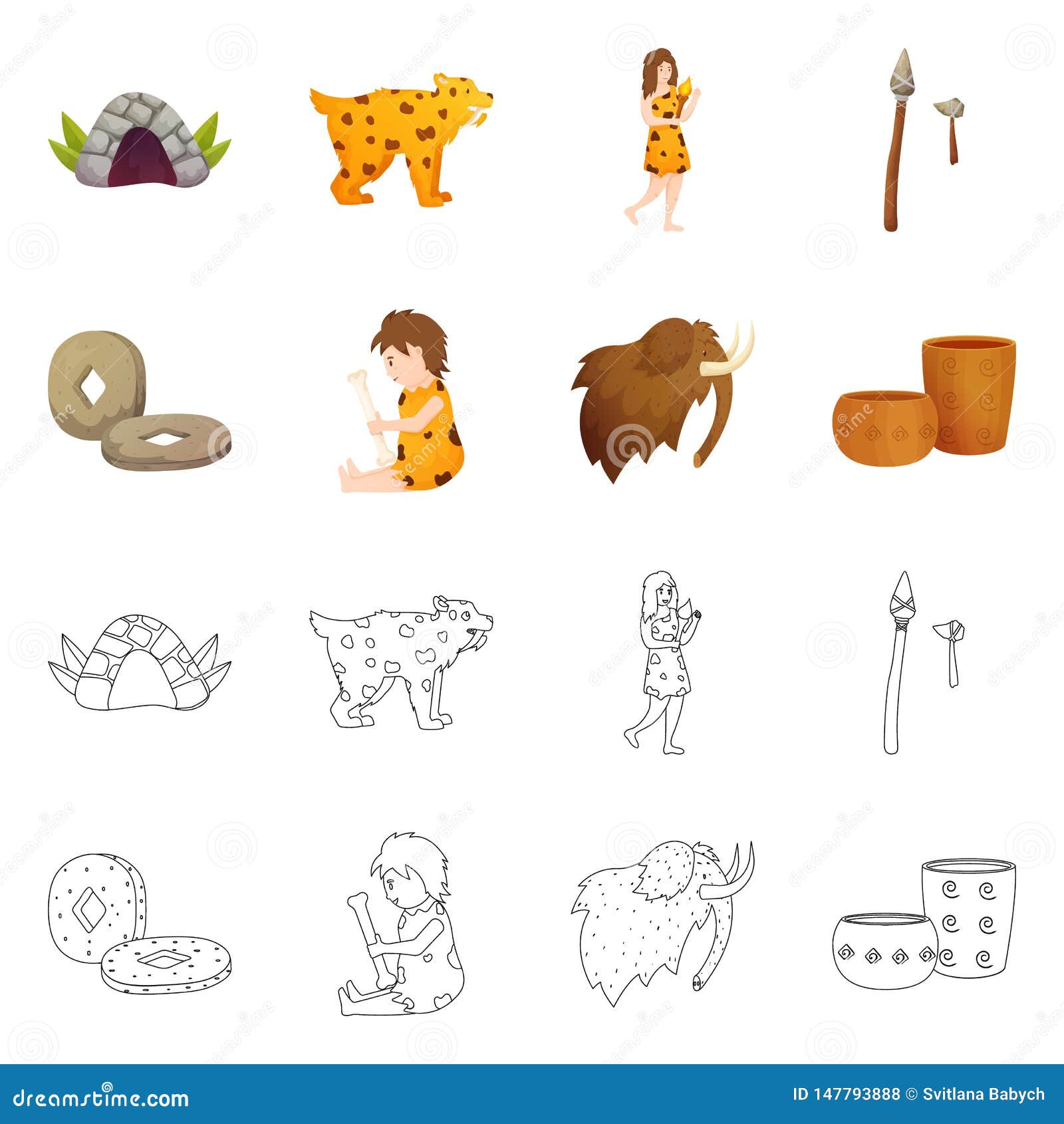 Isolated Object of Evolution and Neolithic Symbol. Collection of ...