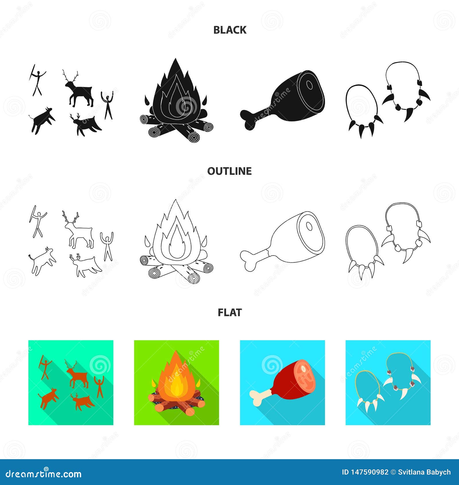 Vector Design of Evolution and Neolithic Symbol. Collection of ...