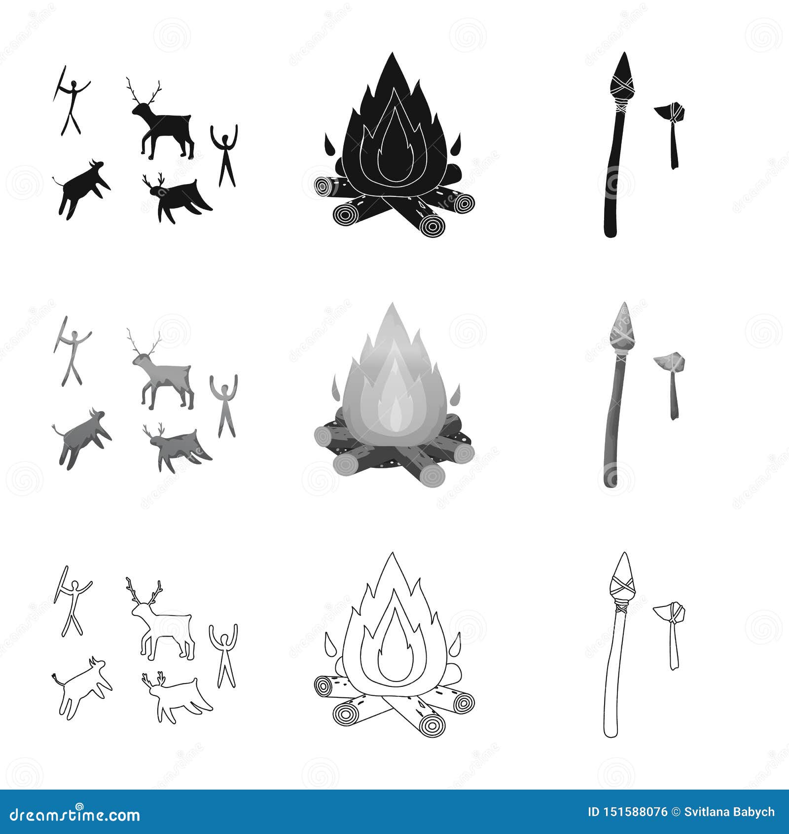 Isolated Object of Evolution and Neolithic Icon. Set of Evolution and ...