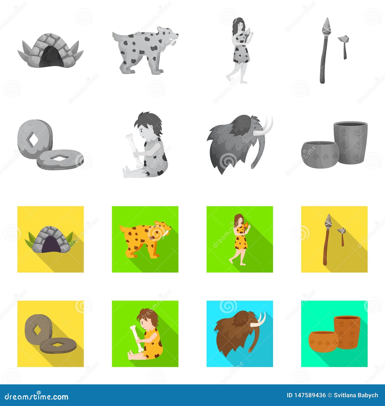 Vector Design of Evolution and Neolithic Symbol. Set of Evolution and ...