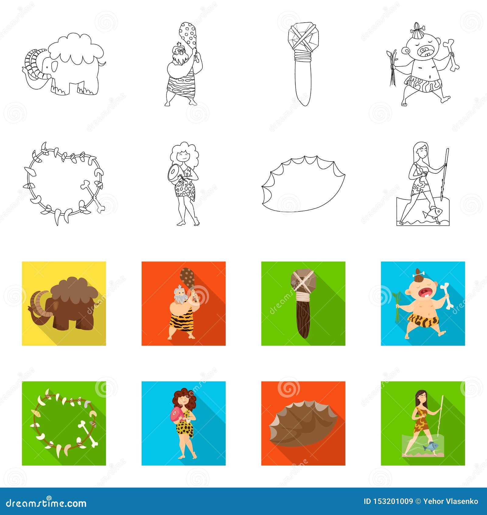 Vector Design of Evolution and Prehistory Icon. Set of Evolution and ...
