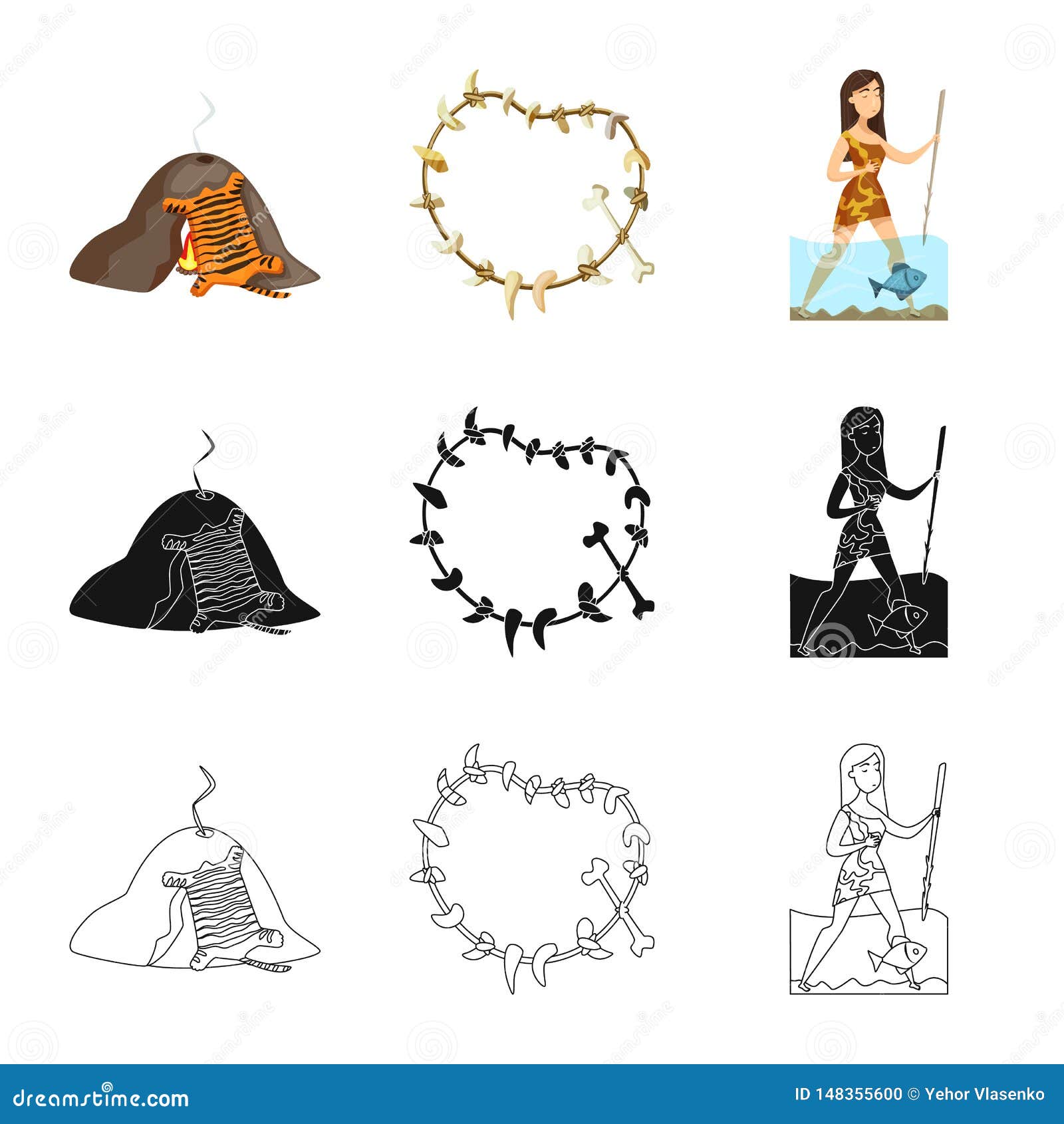 Vector Design of Evolution and Prehistory Logo. Set of Evolution and ...