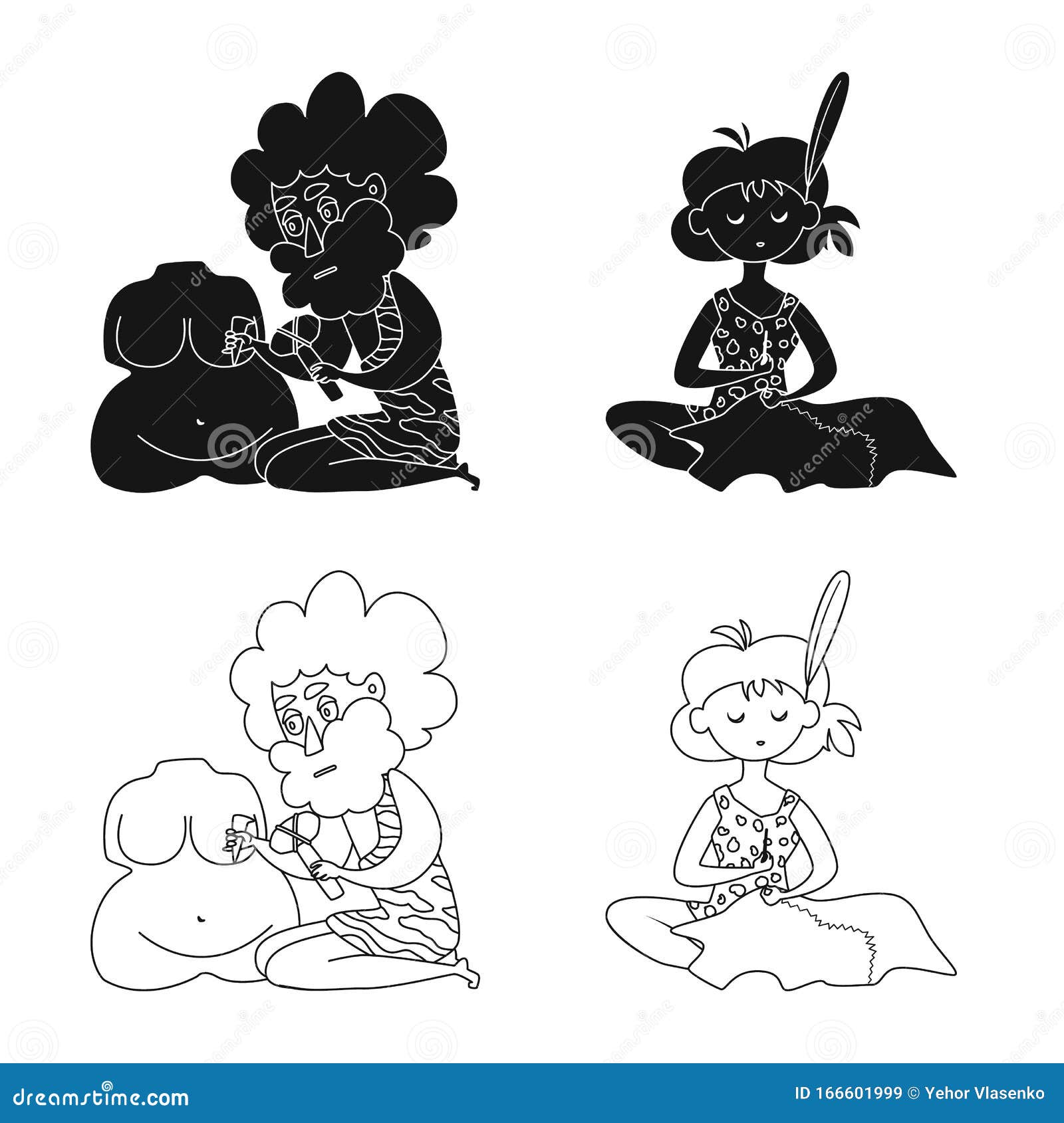 Isolated Object of Evolution and Prehistory Sign. Collection of ...