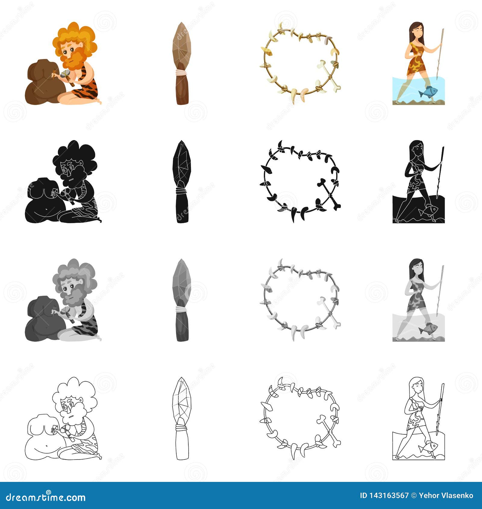 Vector Design of Evolution and Prehistory Sign. Collection of Evolution ...