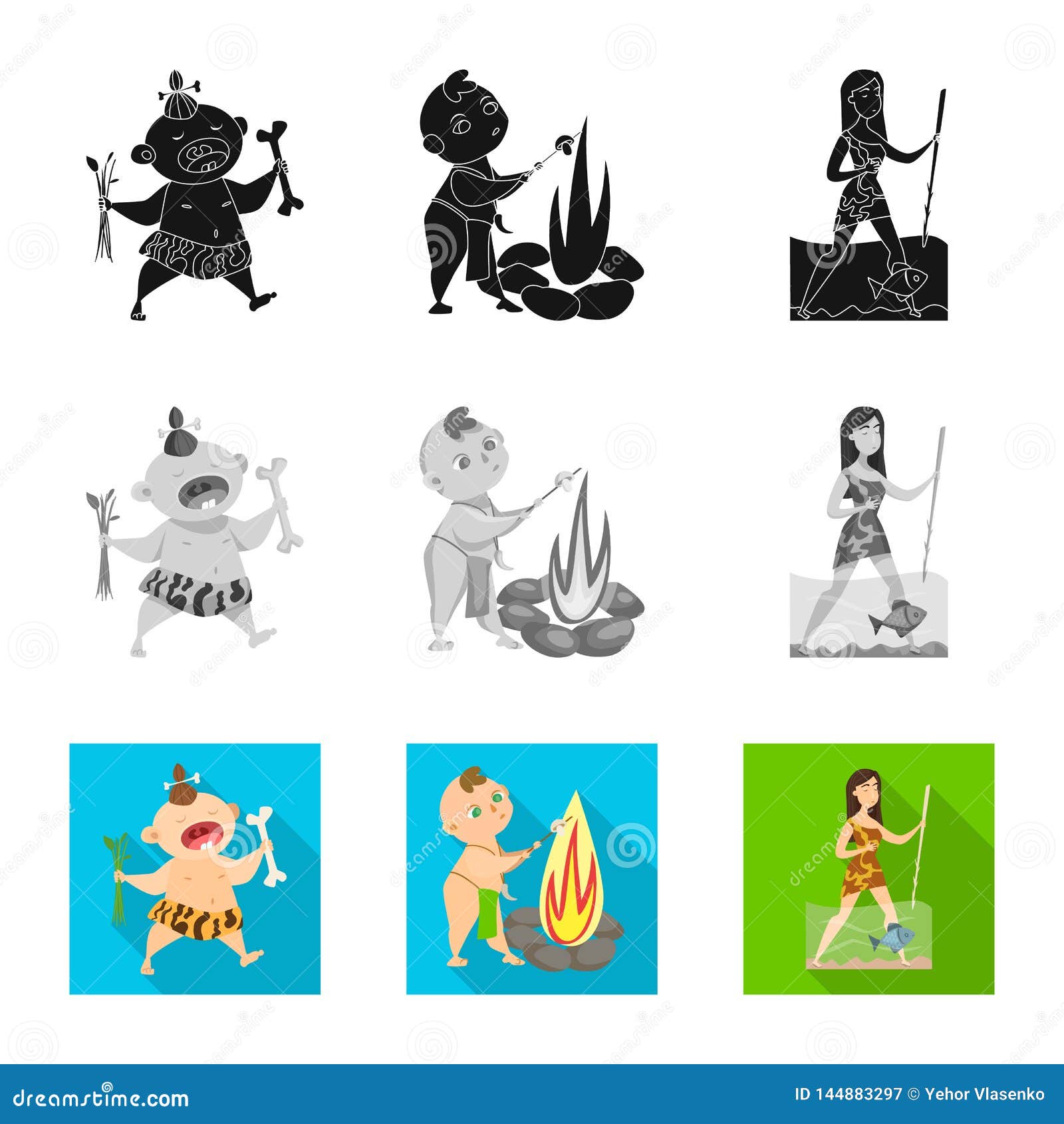 Vector Design of Evolution and Prehistory Sign. Set of Evolution and ...