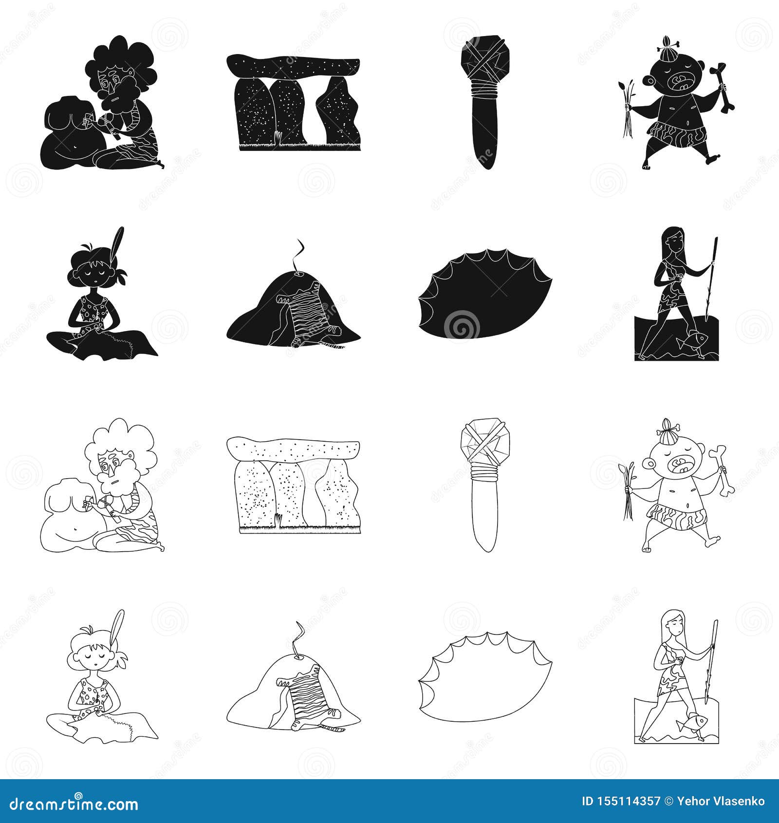 Vector Design of Evolution and Prehistory Sign. Set of Evolution and ...