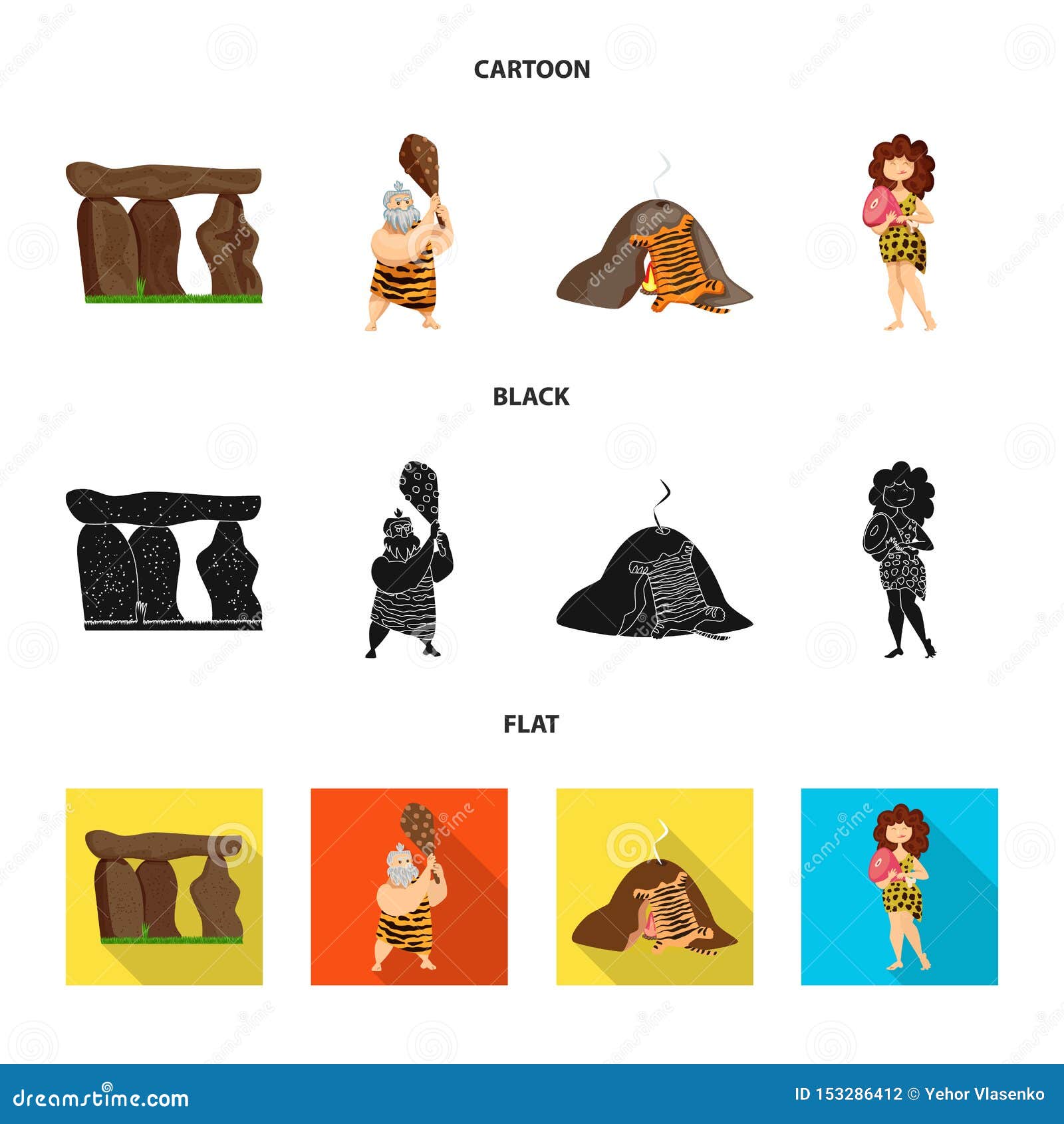 Isolated Object of Evolution and Prehistory Symbol. Collection of ...