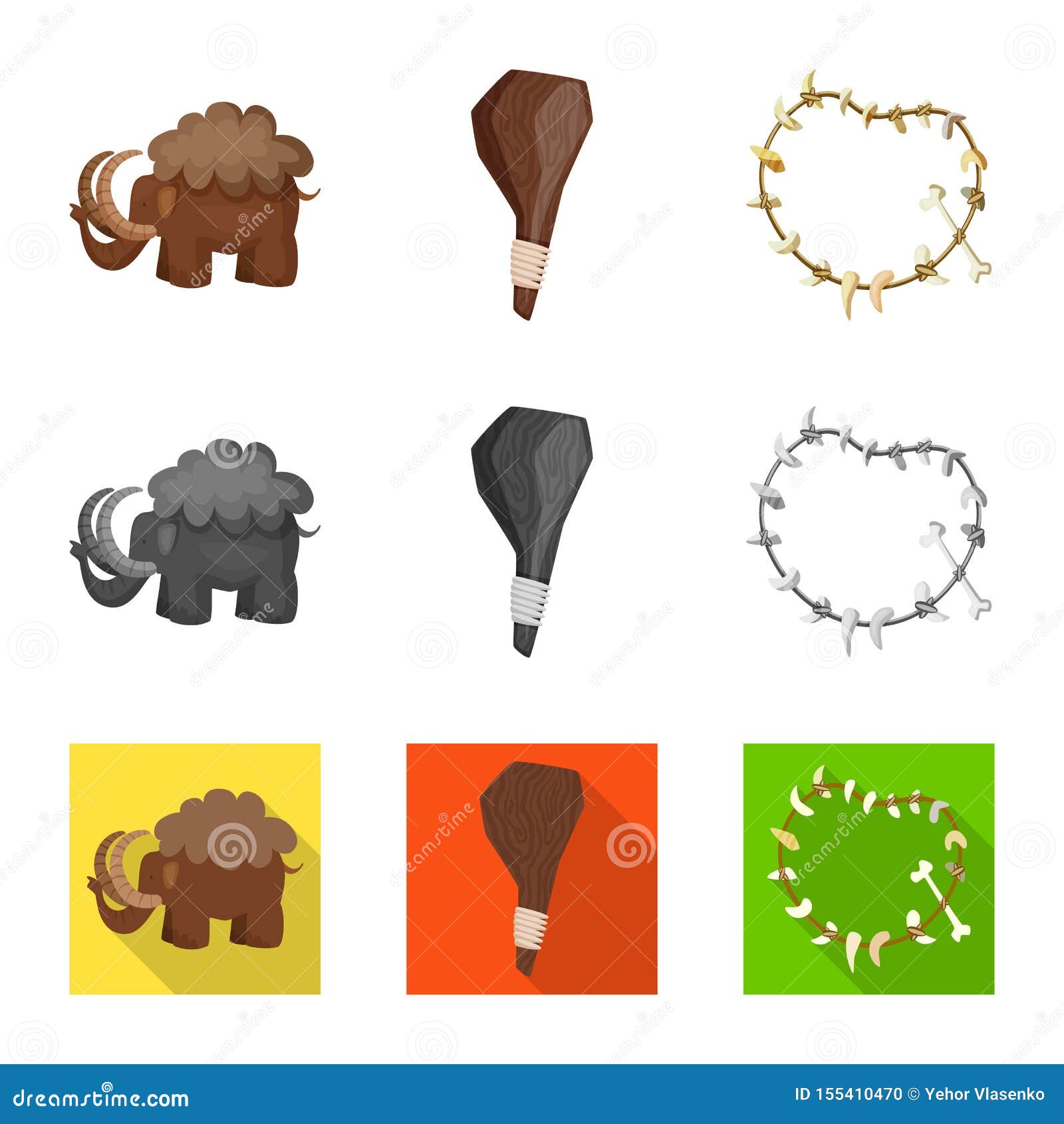 Isolated Object of Evolution and Prehistory Symbol. Collection of ...