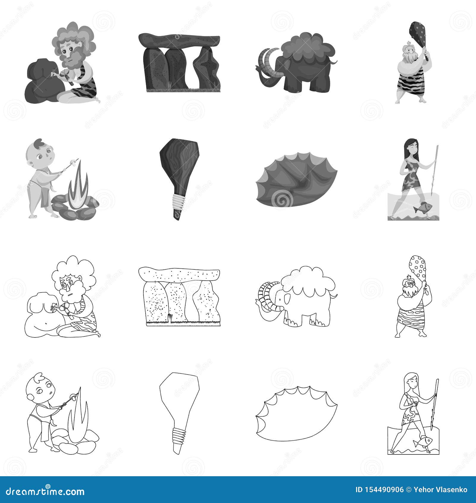 Vector Design of Evolution and Prehistory Sign. Set of Evolution and ...