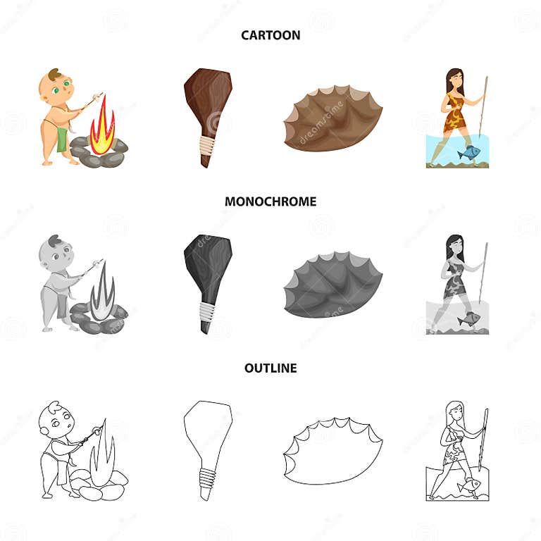 Isolated Object of Evolution and Prehistory Icon. Set of Evolution and ...