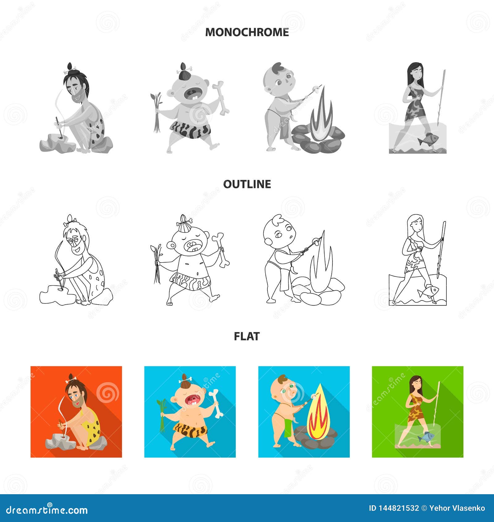 Vector Design of Evolution and Prehistory Symbol. Set of Evolution and ...