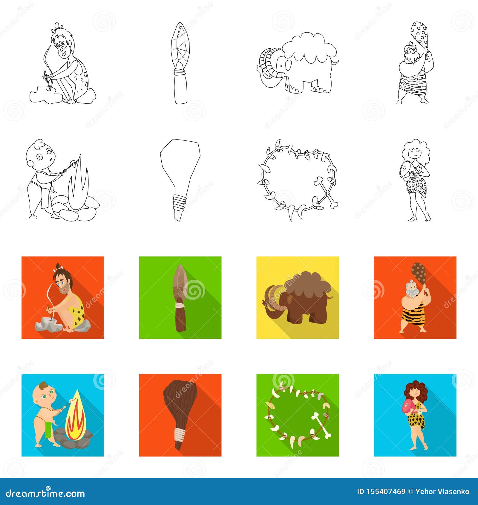 Vector Design of Evolution and Prehistory Symbol. Set of Evolution and ...