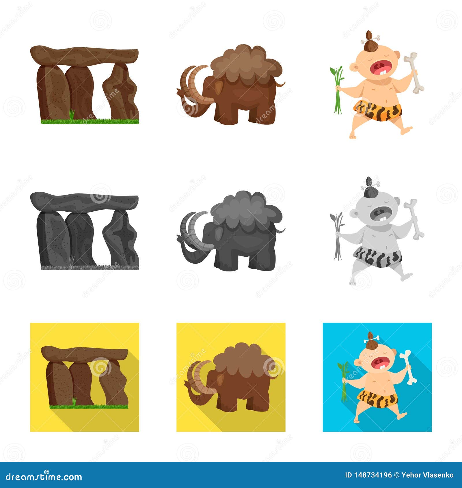Isolated Object of Evolution and Prehistory Icon. Collection of ...