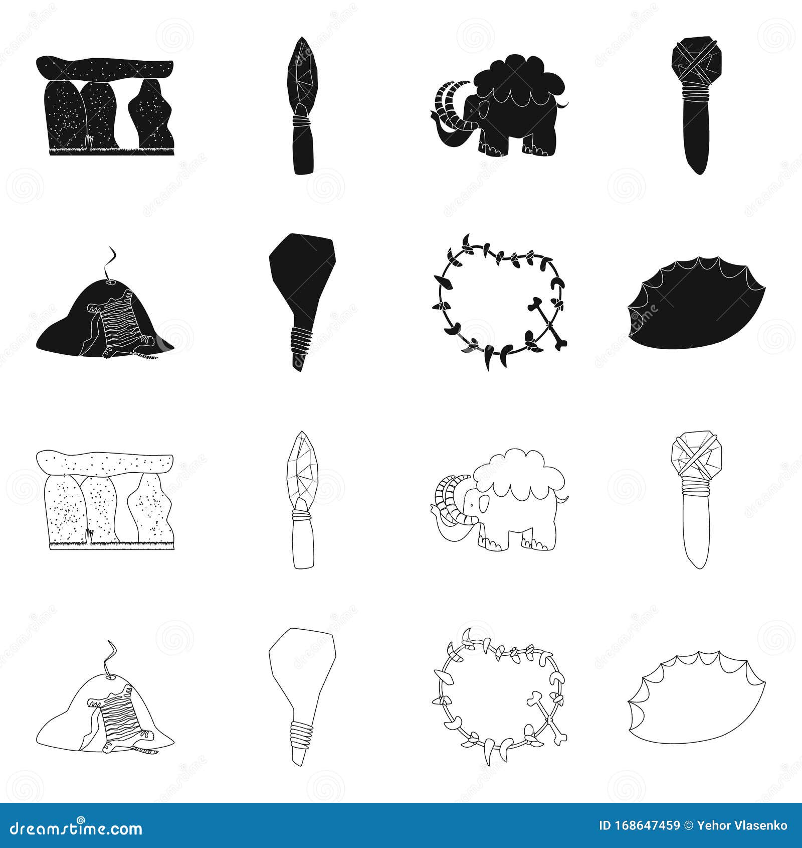 Isolated Object of Evolution and Prehistory Icon. Collection of ...