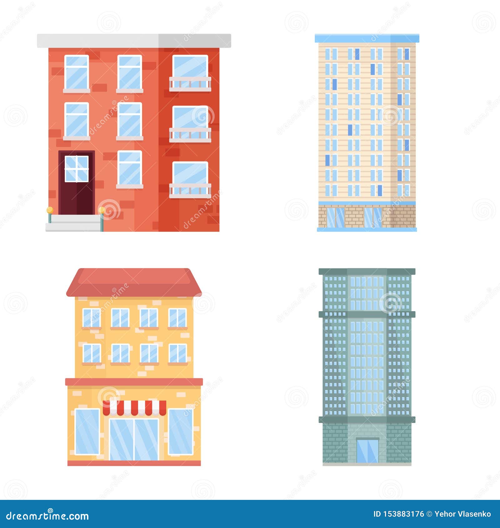 Vector Design of Facade and Building Icon. Set of Facade and Exterior ...