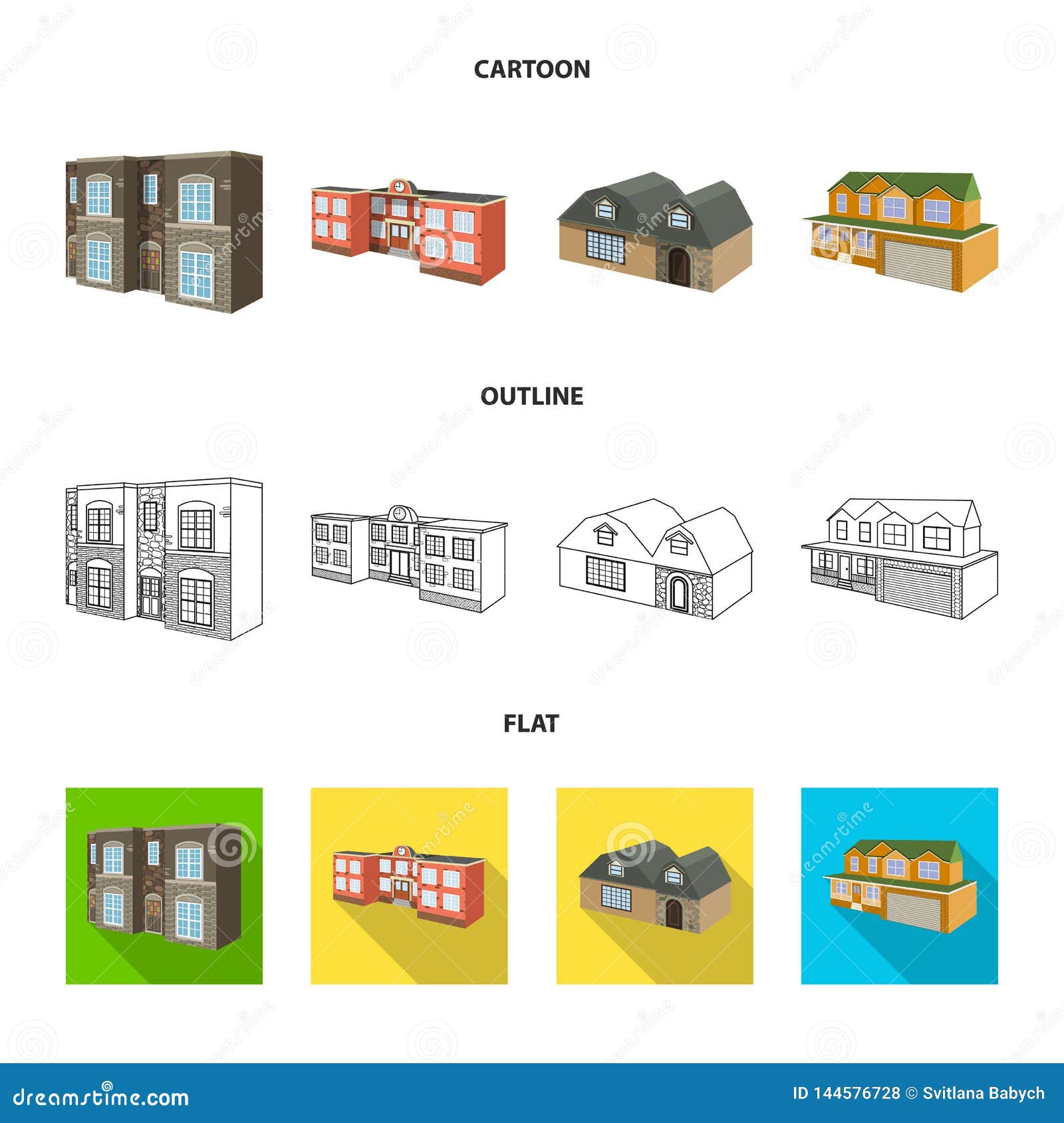 Vector Design of Facade and Housing Icon. Collection of Facade and ...