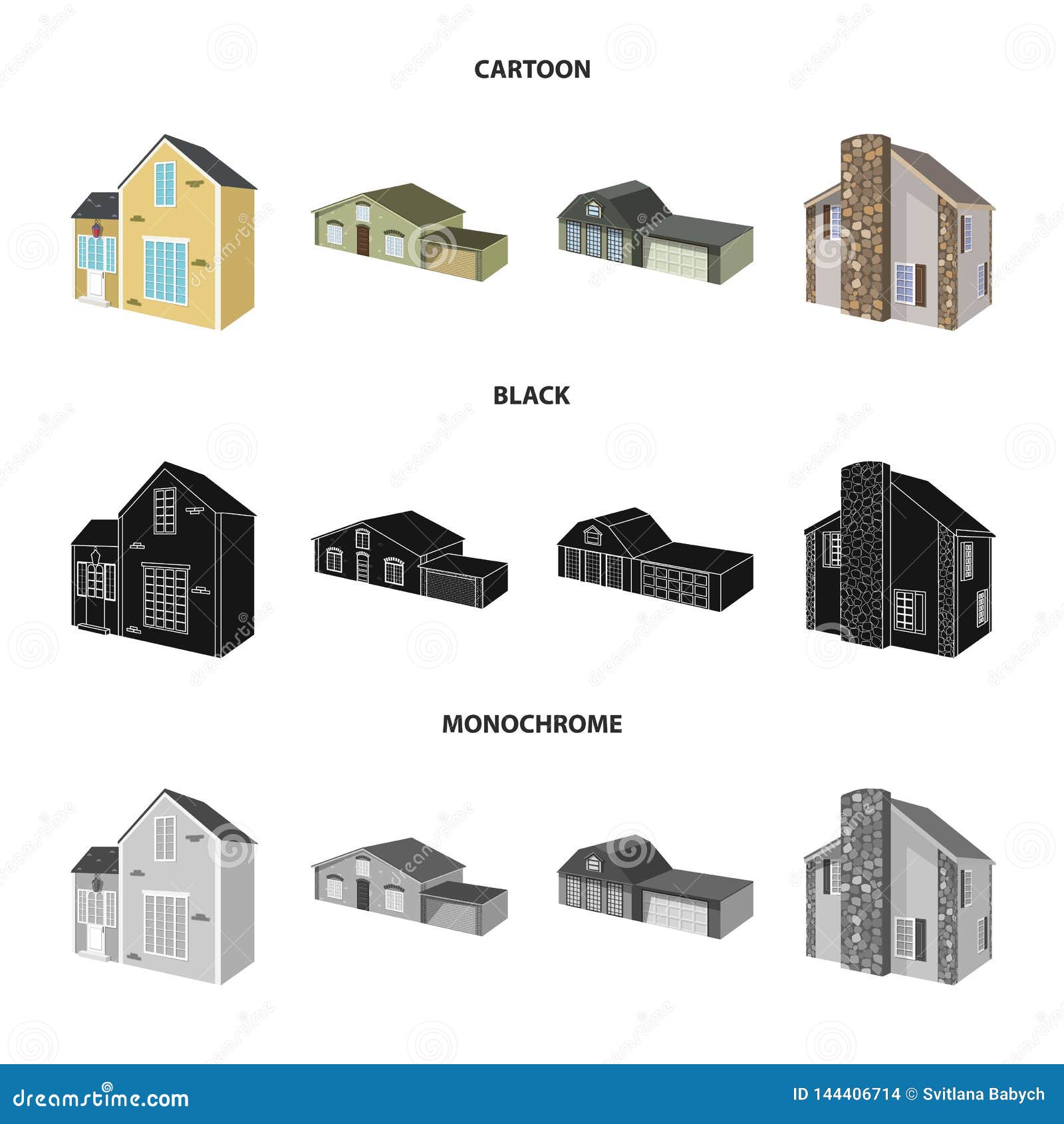 Vector Design of Facade and Housing Icon. Set of Facade and ...
