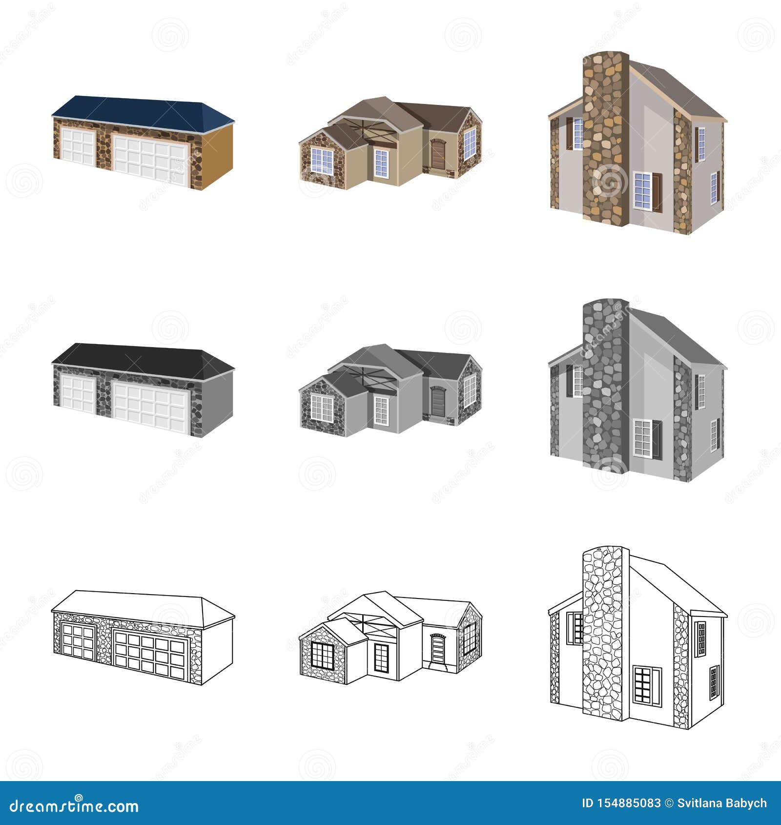 Vector Design of Facade and Housing Icon. Set of Facade and ...