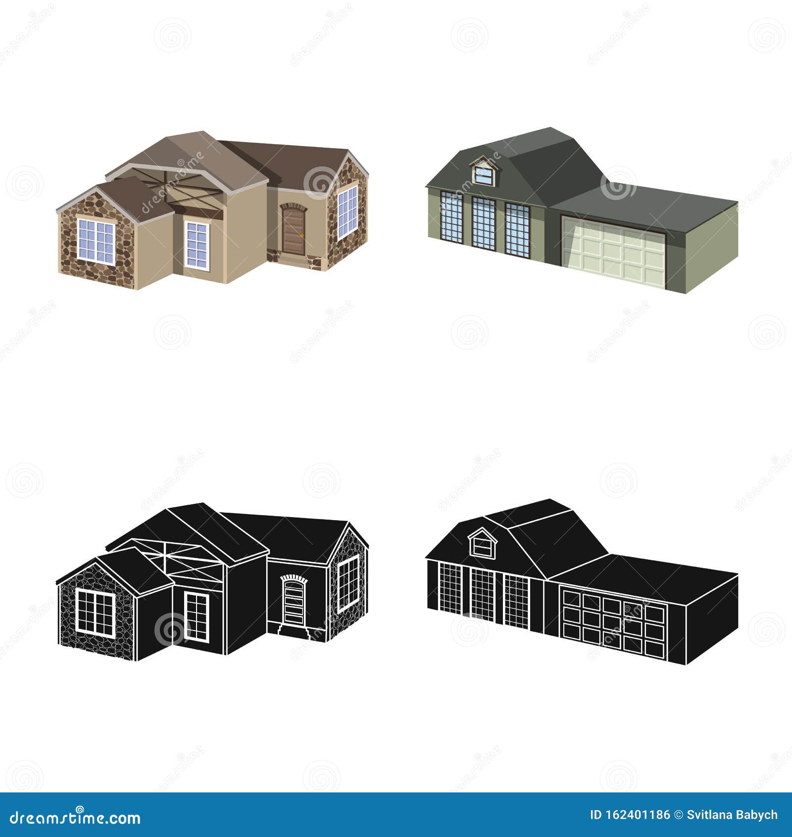 Vector Design of Facade and Housing Logo. Collection of Facade and ...
