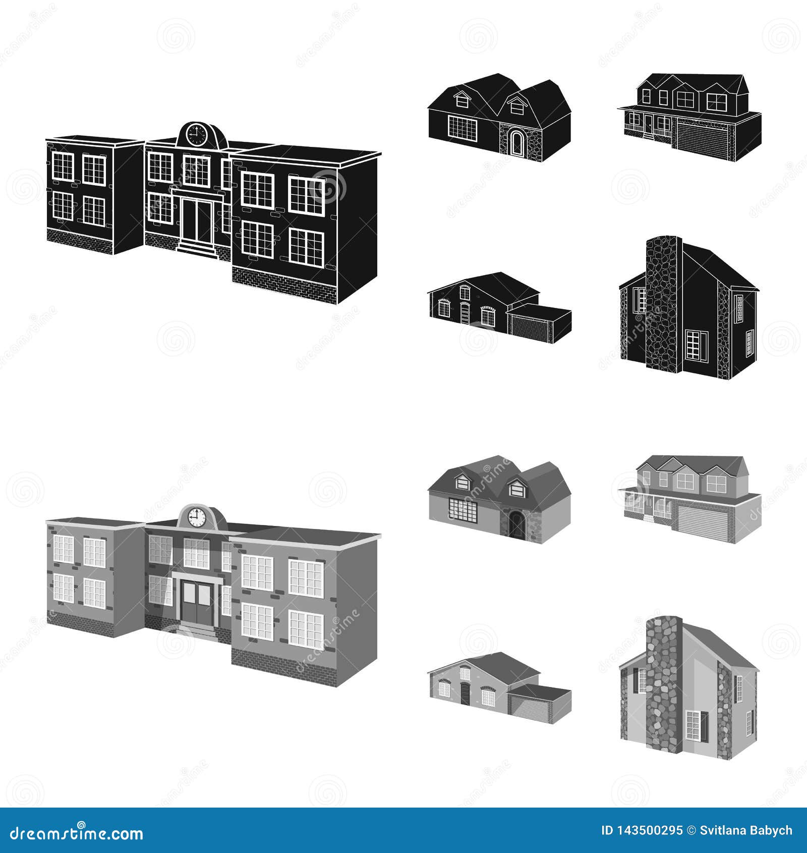 Vector Design of Facade and Housing Logo. Set of Facade and ...